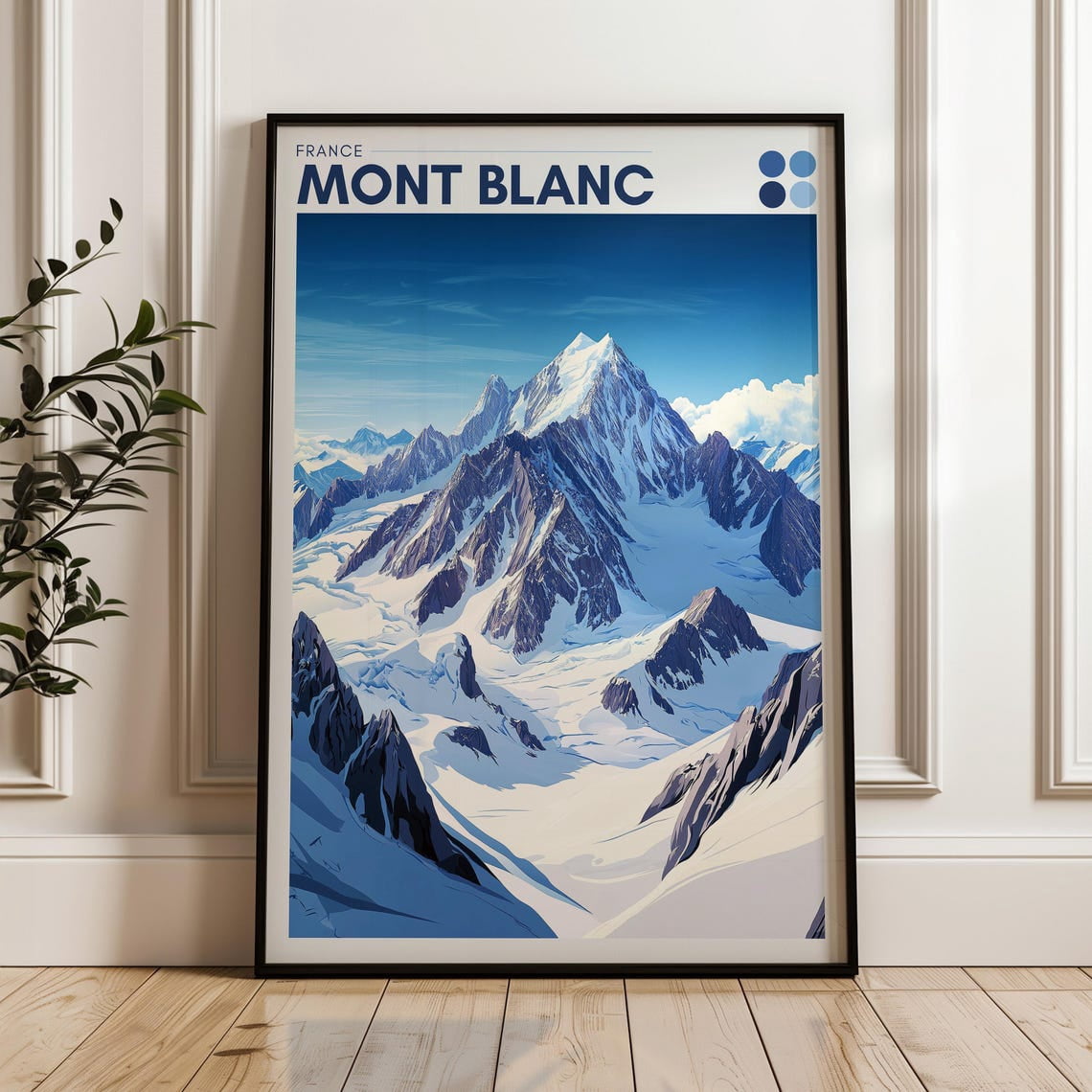 Mont Blanc Travel Poster - France Wall Art Print, Illustration Poster ...