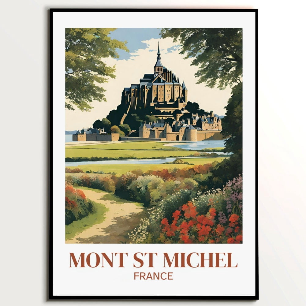 Mont-Saint-Michel Abbey Poster, France Wall Art Print, Mont St Michel ...