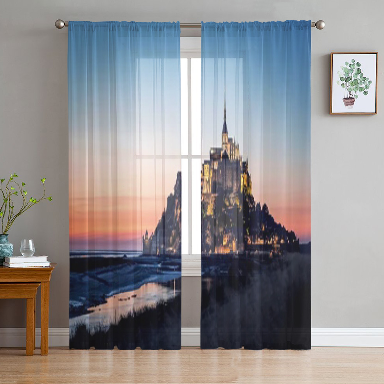 Mont Saint Michel France Sheer Curtain For Living Room Bedroom Voile ...
