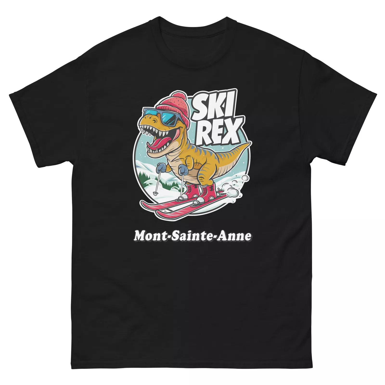 Mont-Sainte-Anne Ski Rex Skiing T-Rex Dinosaur Shirt Dino Skier T-Shirt ...