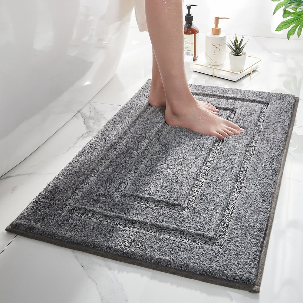 MontVoo Bathroom Rugs Non Slip Absorbent Bath Mat 16"x24" Gray Bath Rug ...