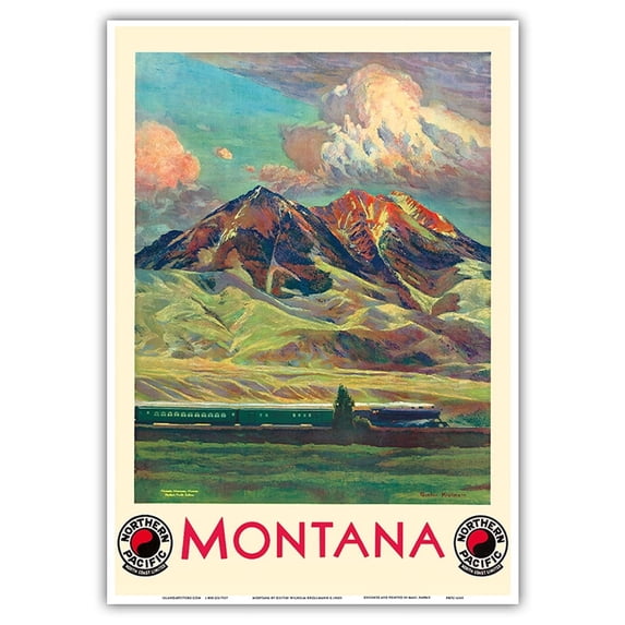 Montana - Absaroka Mountains - Northern Pacific Railway - Vintage ...