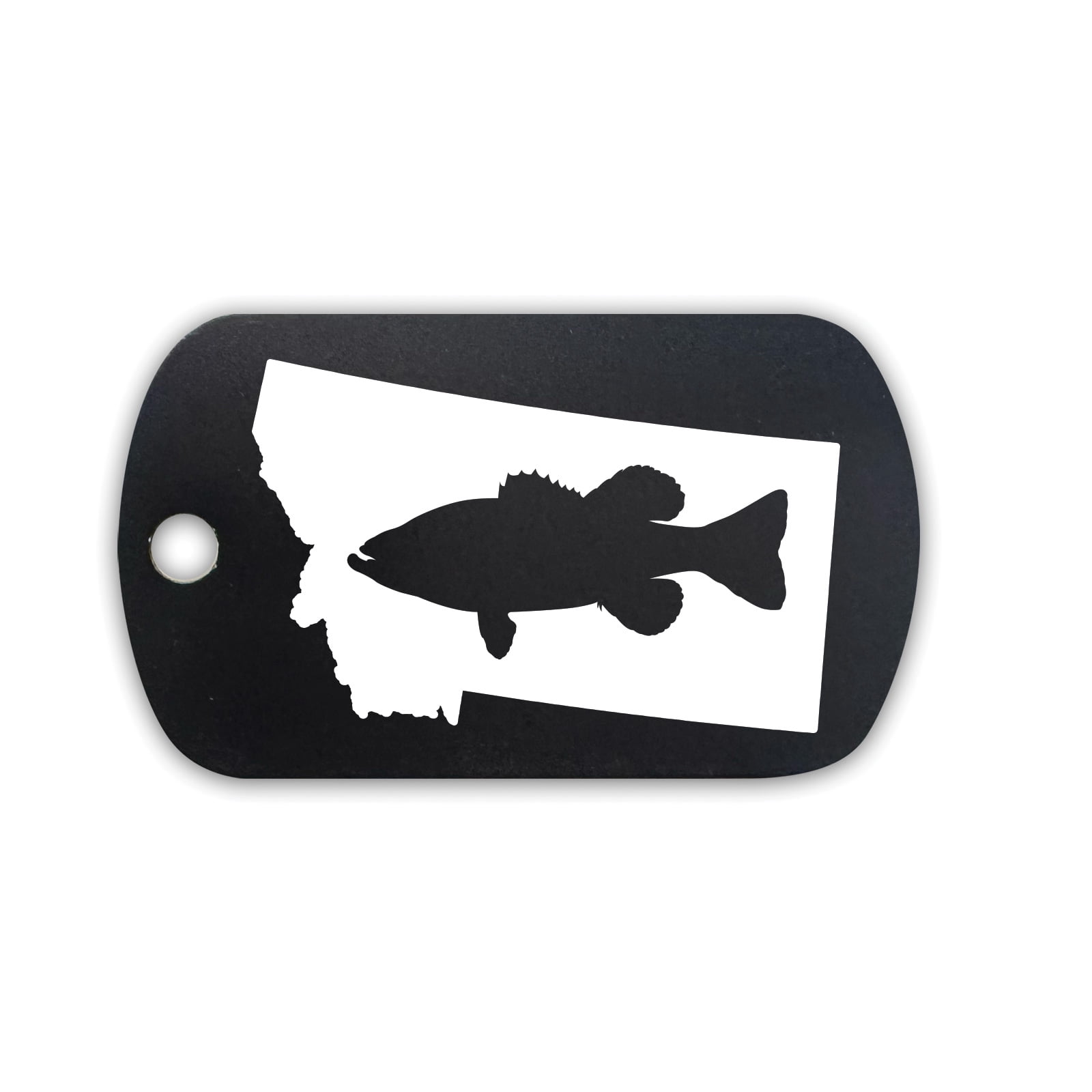 Montana Bass GI Dog Tag Aluminum Keychain state shaped largemouth sport ...