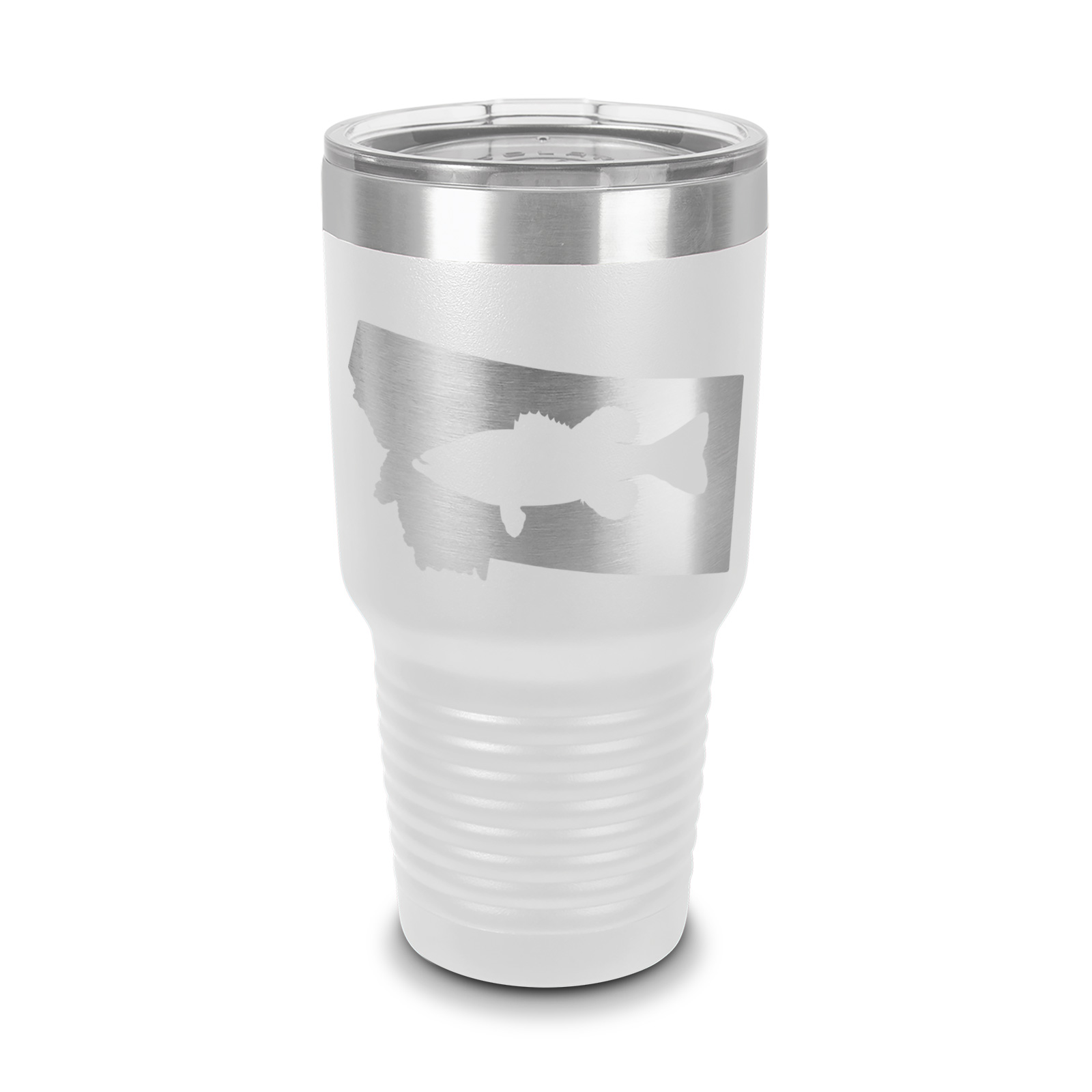 Montana Bass Tumbler 30 oz - Laser Engraved w/ Clear Lid - Stainless ...