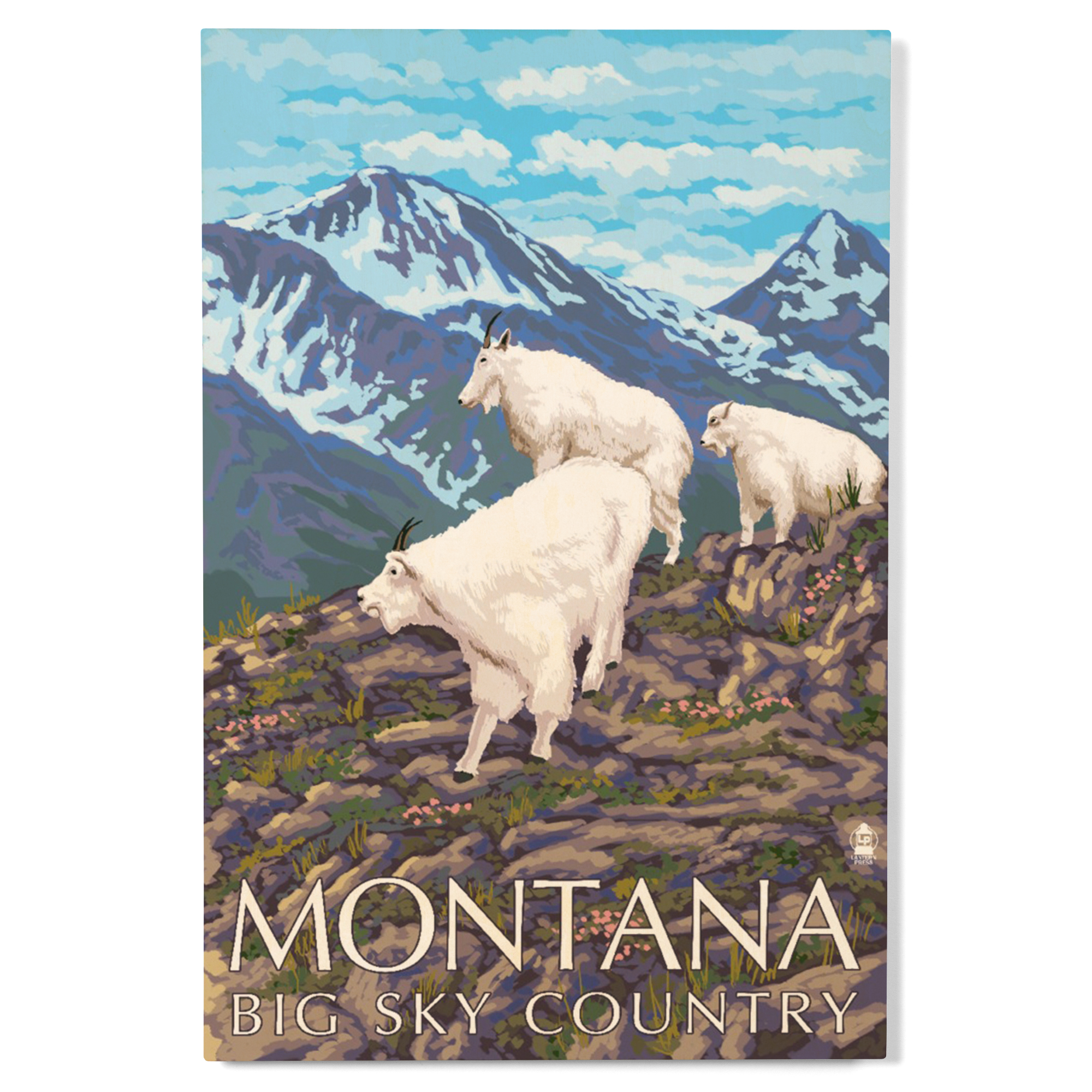 Montana, Big Sky Country, Mountain Goats Birch Wood Wall Sign (12x18 ...