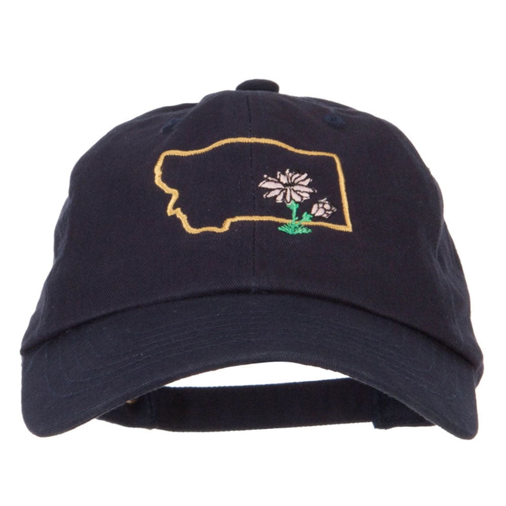 Montana Bitterroot with Map Embroidered Unstructured Washed Cap - Navy ...