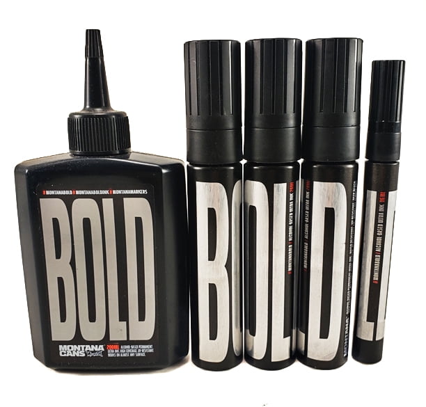 Montana Bold Marker Complete Set, Artist 4-Pack Deep Black Premium Ink ...