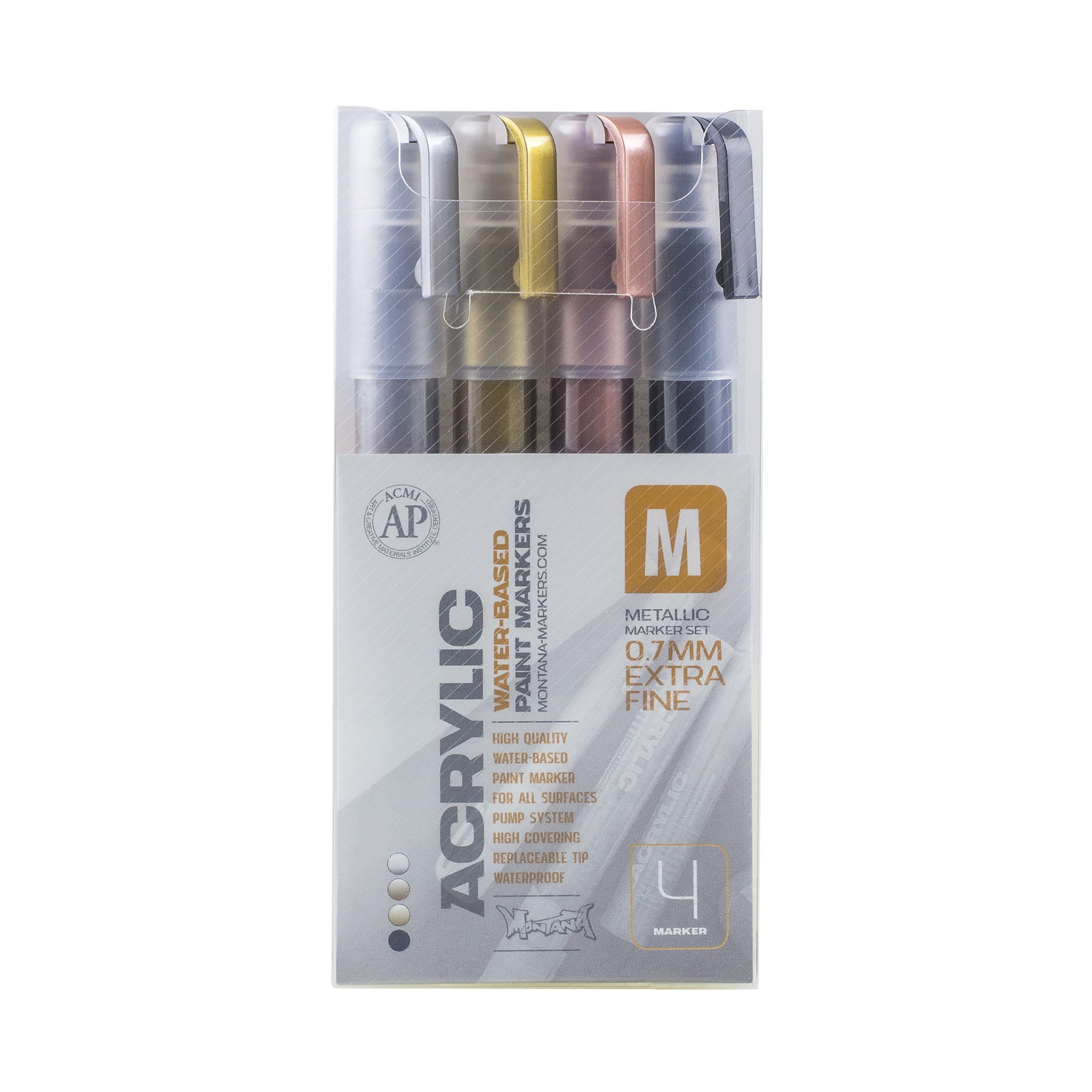 Montana Cans Acrylic Marker Set, Extra-Fine, Metallic, 4-Colors ...