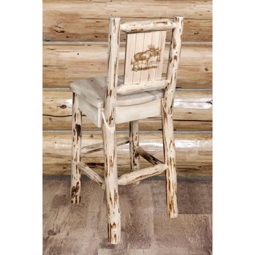 "Montana Woodworks Glacier Country 30"" Moose Design Bar Stool in Brown ...