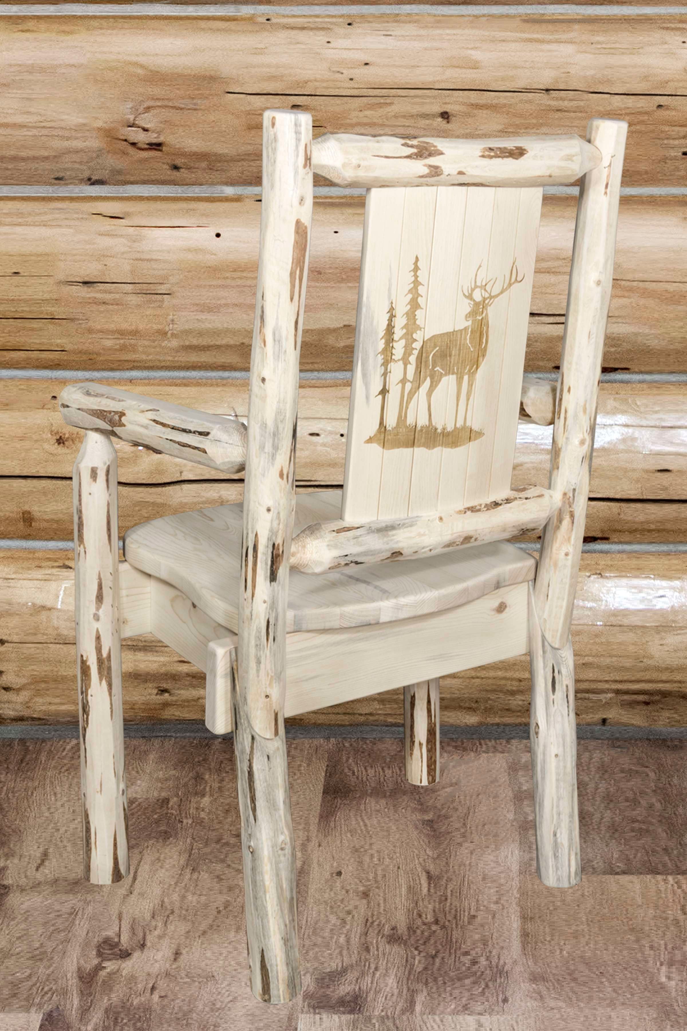 Montana Collection Captain's Chair w/ Laser Engraved Elk Design, Ready ...