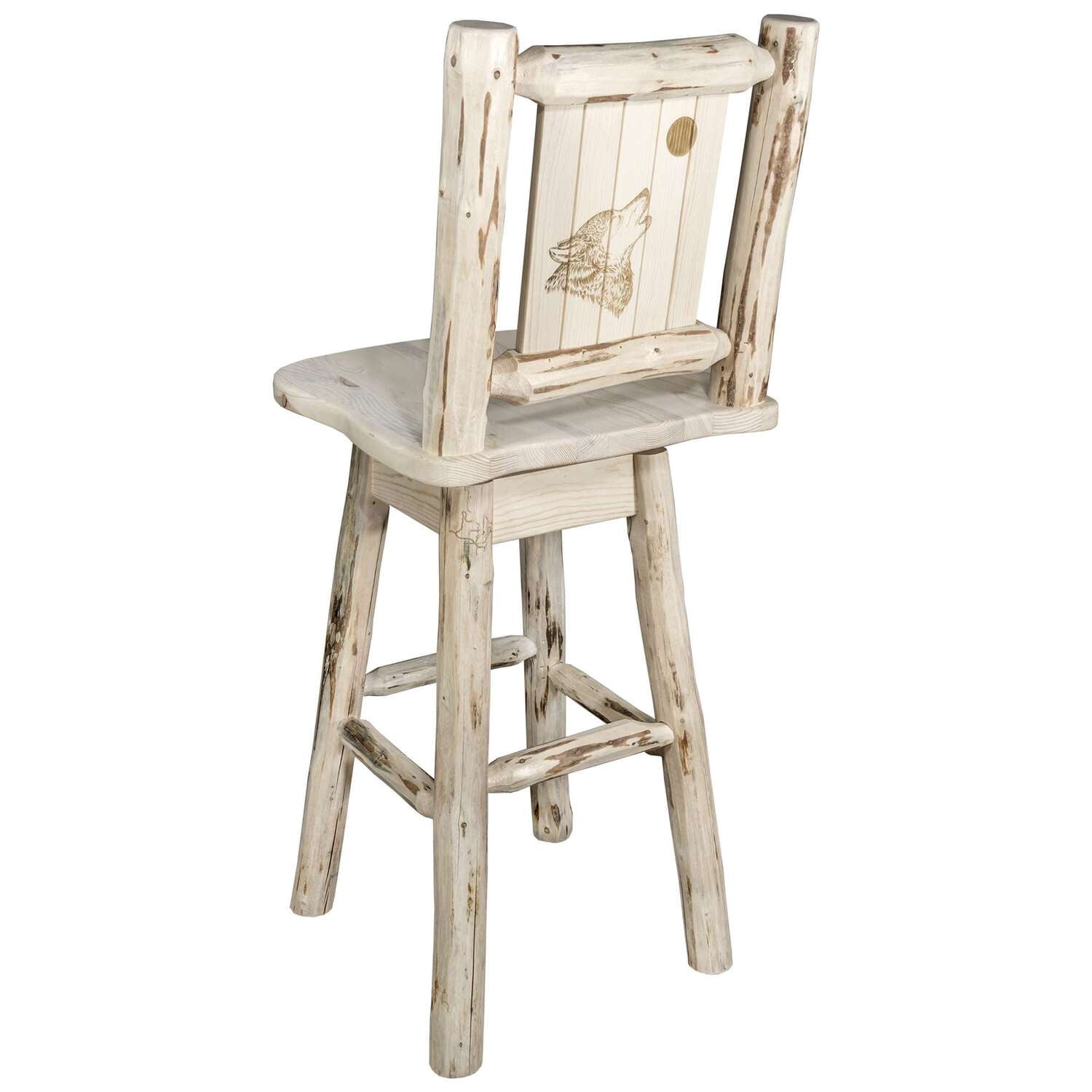 Montana Collection Counter Height Barstool w/ Back & Swivel w/ Laser ...