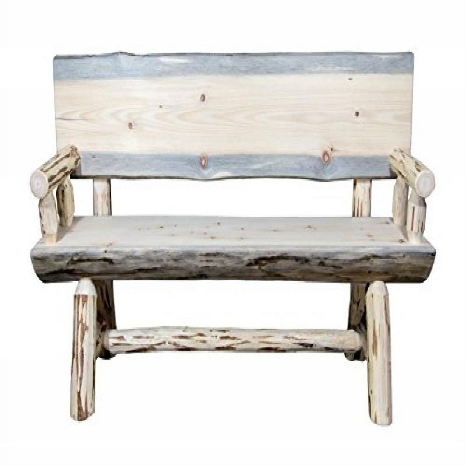 Montana Collection Half Log Bench w/ Back & Arms, Ready to Finish, 5 Foot - Walmart.com