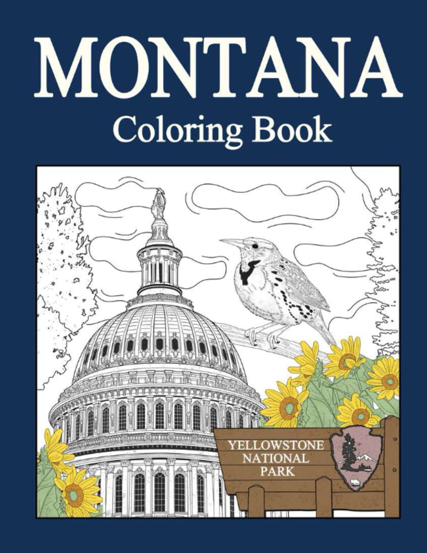 Montana Coloring Book: Adult Coloring Pages, Painting on USA States ...