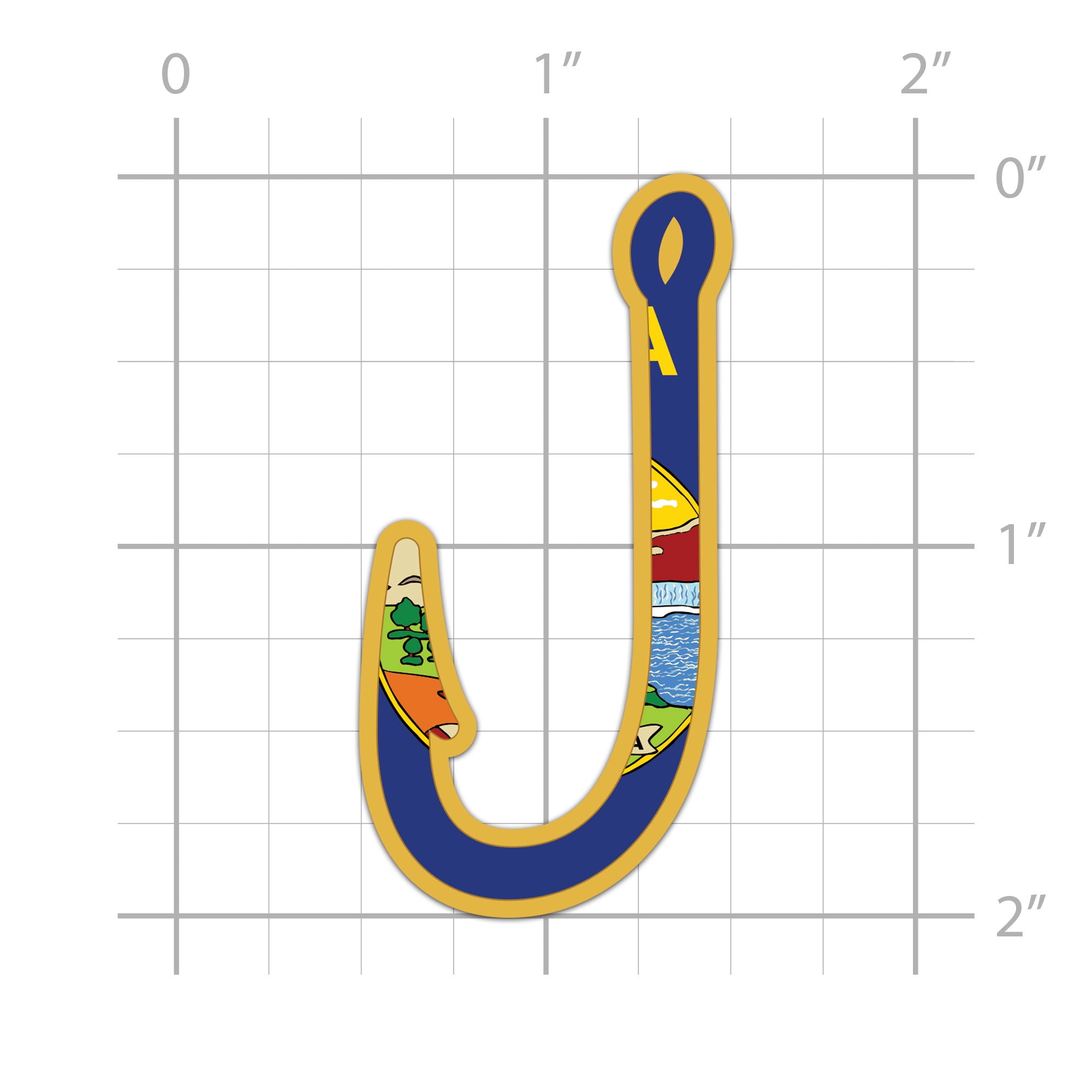 Montana Fish Hook Sticker for water bottle phone tumbler hard hatflag ...