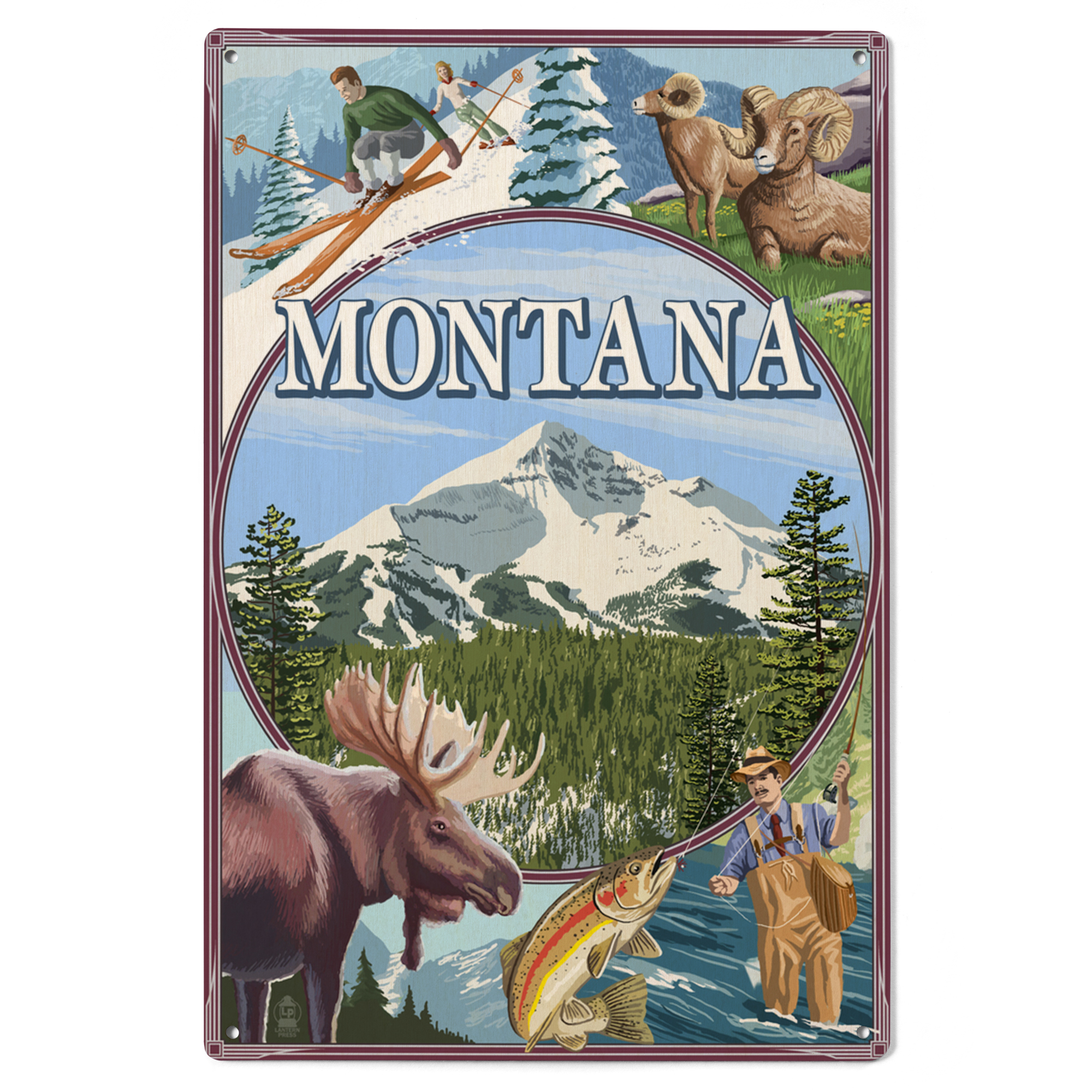 Montana Scenes Montage Birch Wood Wall Sign (6x9 Rustic Home Decor ...