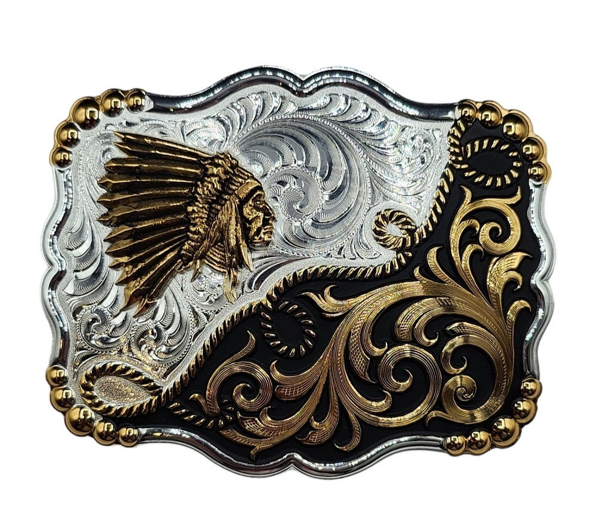 Montana Silversmiths Indian Chief Profile Two Tone - Acc Buckle ...