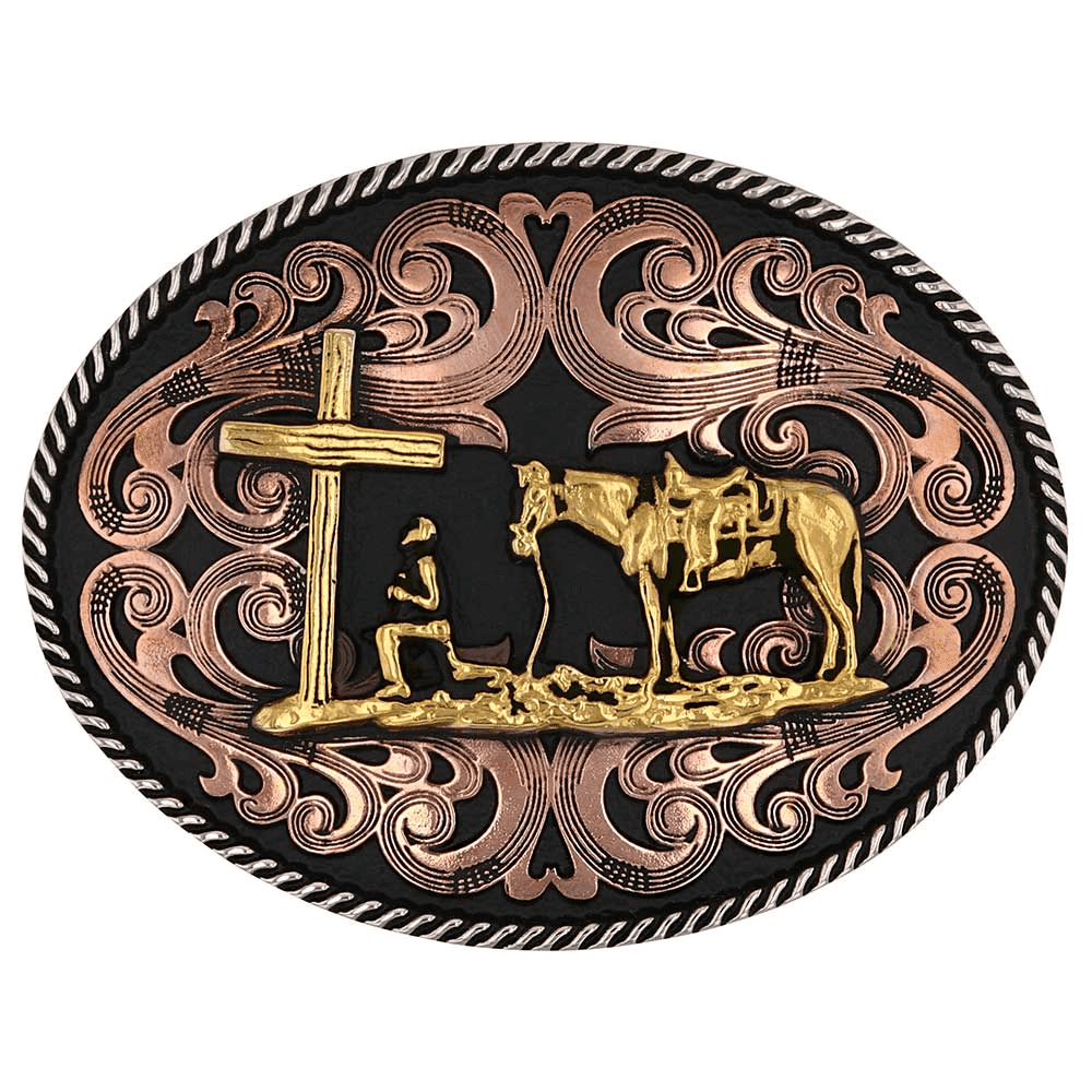 Montana Silversmiths Tri Tone Christian Cowboy - Acc Buckle - A1005 ...