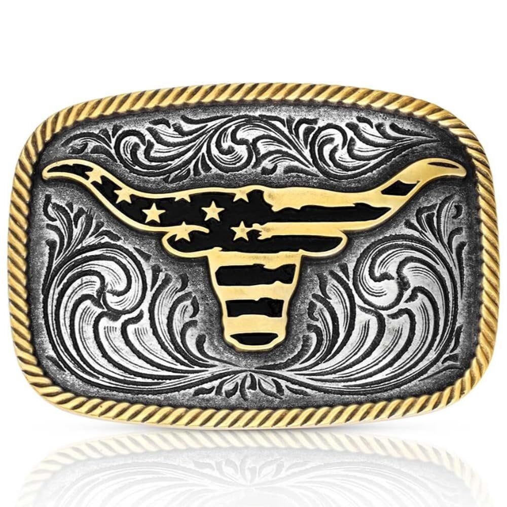 Montana Silversmiths Western Patriotic Longhorn Buckle - Walmart.com