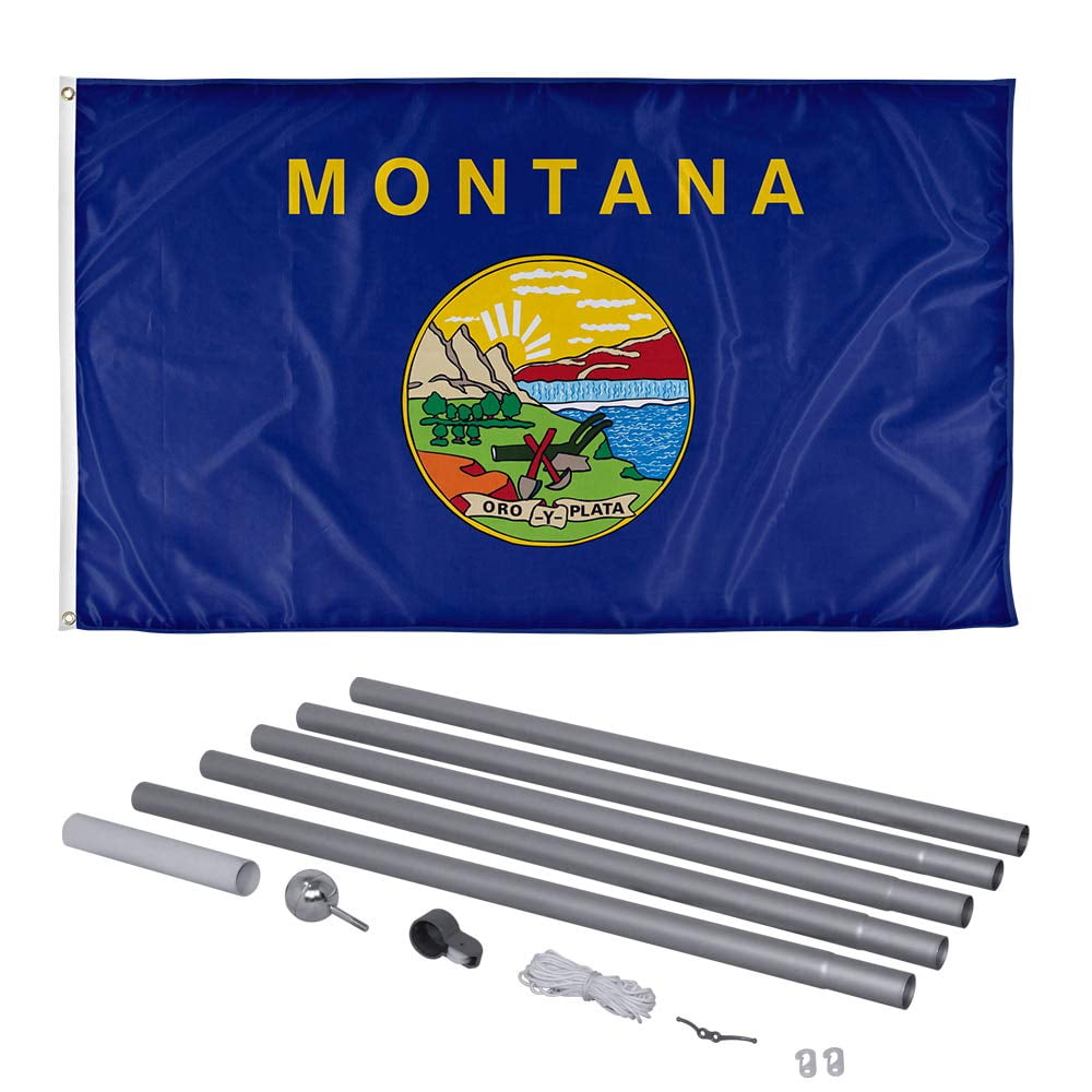 Montana State Flag and 20ft Flagpole with PVC Ground Insert Included ...