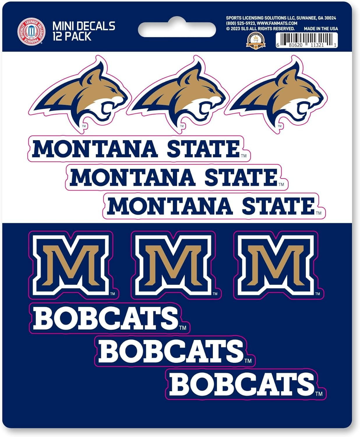 Montana State University Bobcats 12-Piece Mini Decal Sticker Set, 5x6 ...