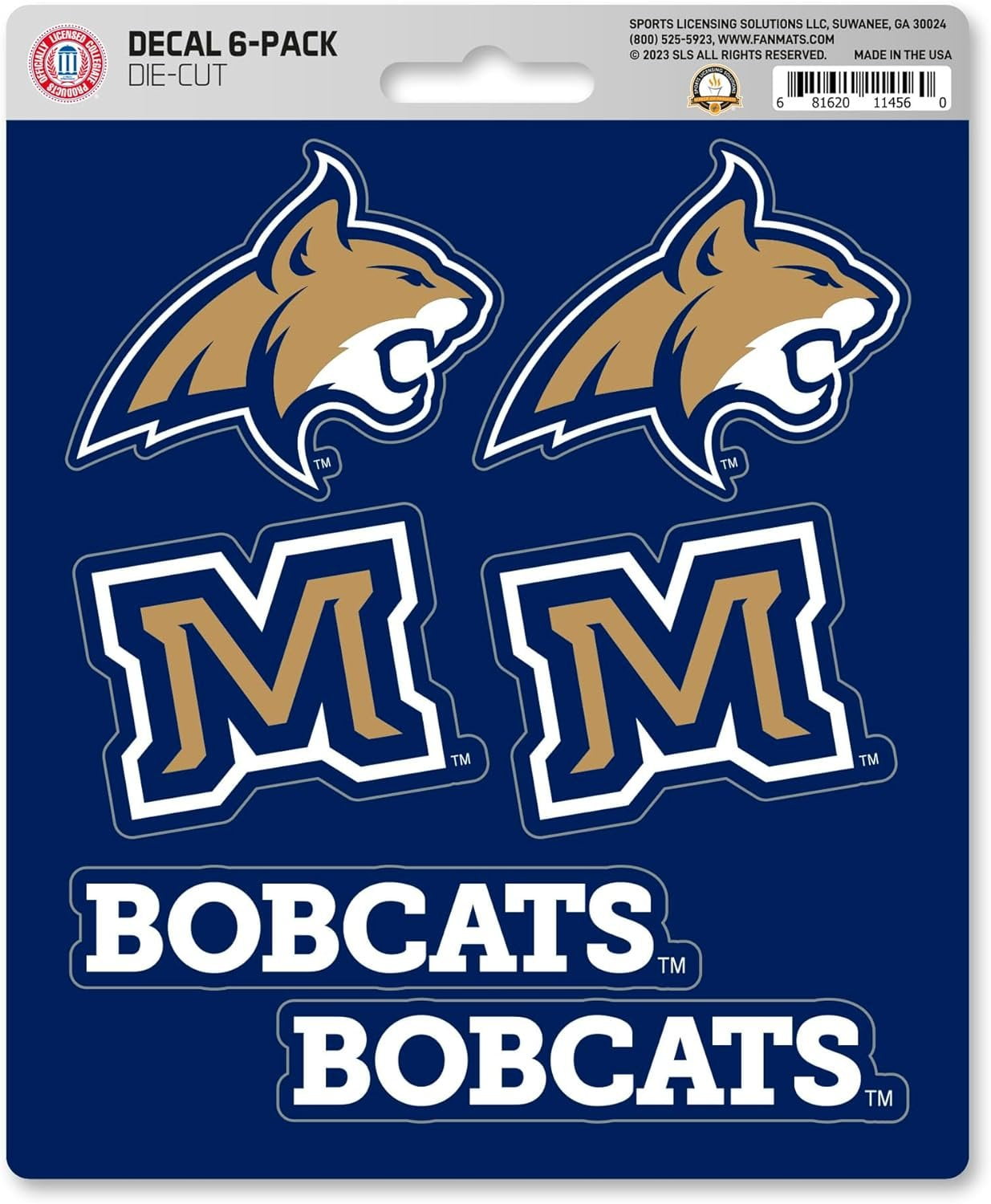Montana State University Bobcats 6-Piece Decal Sticker Set, 5x6 Inch ...