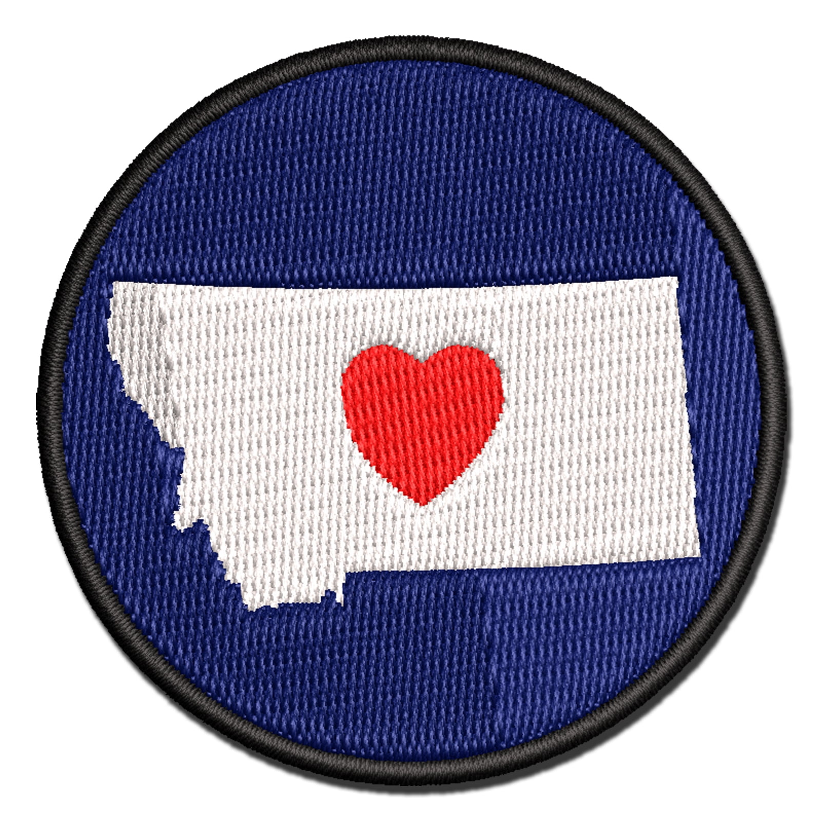 Montana State with Heart Applique Multi-Color Embroidered Iron-On Patch ...