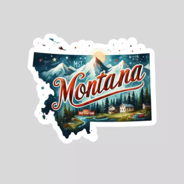 Montana Sticker American Flag State Outline Novelty Laptop City Sticker ...