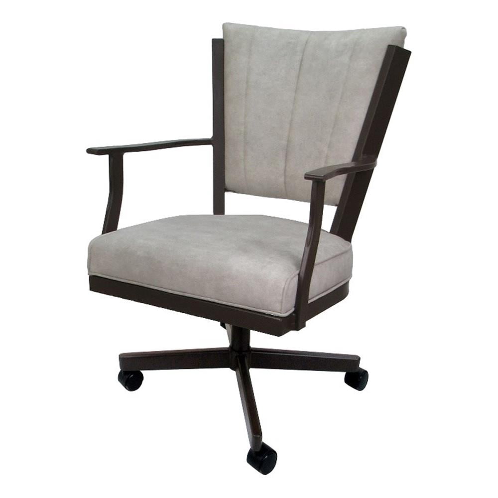 Montana Swivel Metal Dining Caster Chair-Outlier Stucco Beige Fabric ...