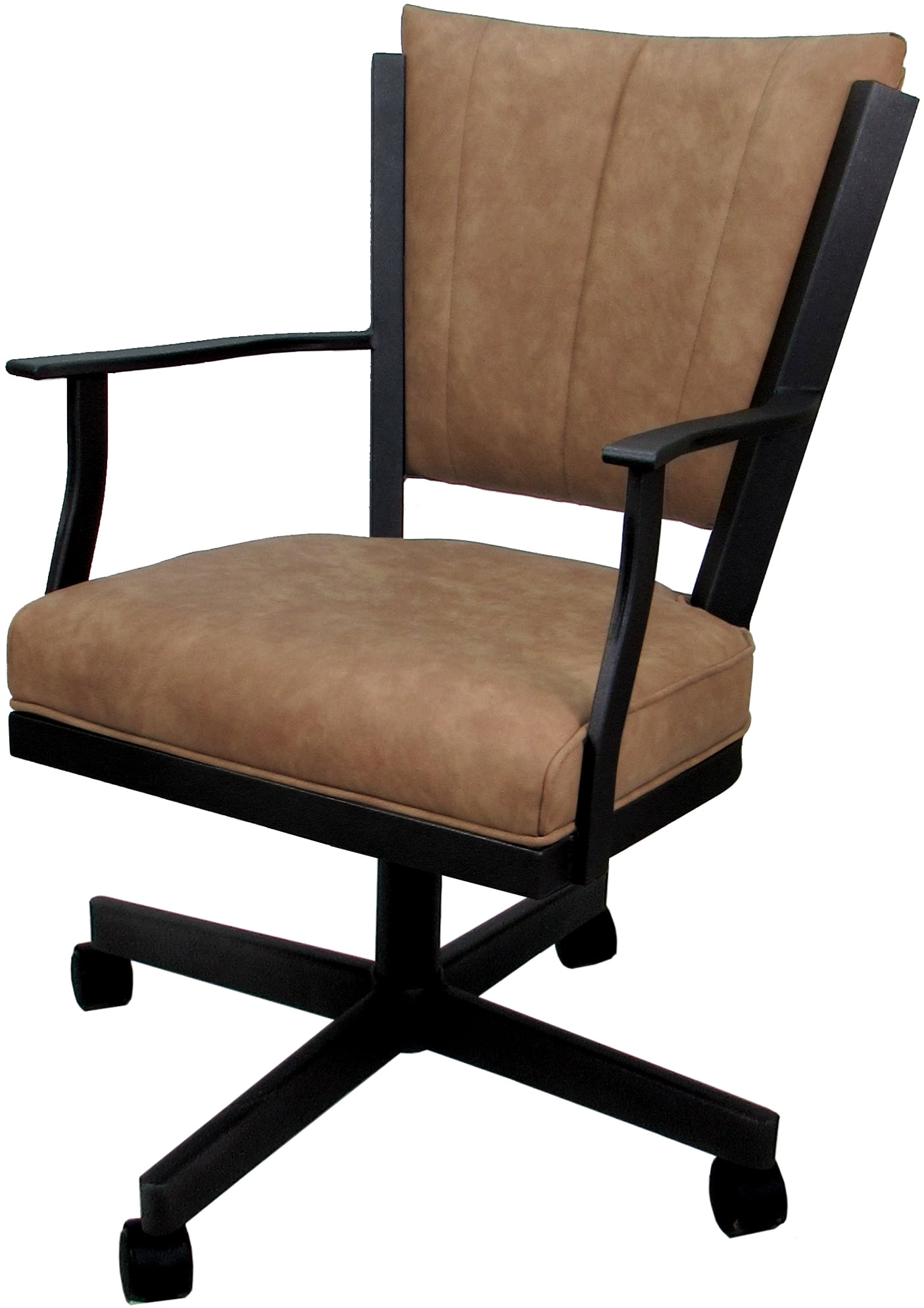 Montana Swivel Metal Dining Caster Chair - Pecan Brown Vinyl - Black ...