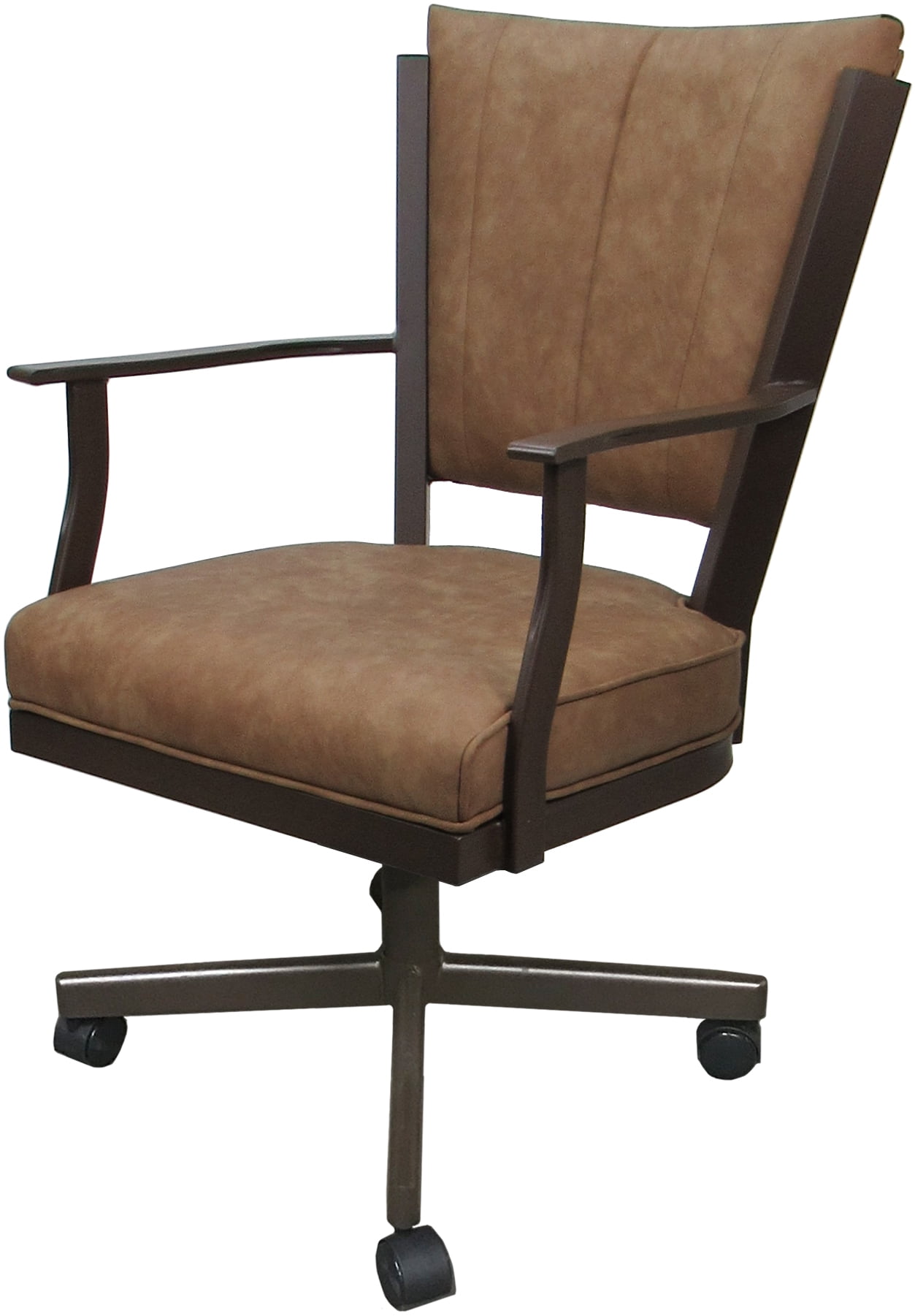 Montana Swivel Metal Dining Caster Chair - Pecan Brown Vinyl - Brown ...