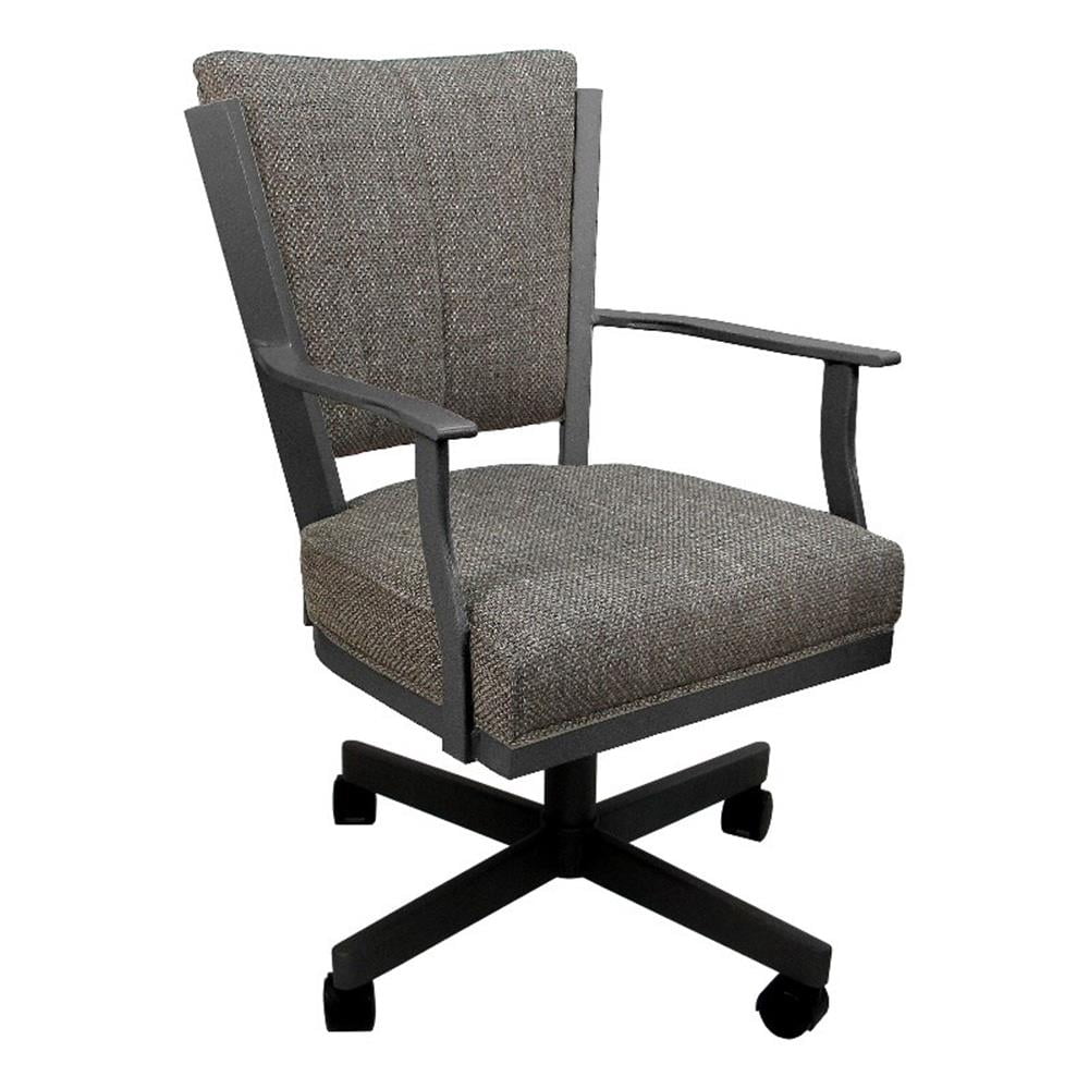 Montana Swivel Metal Dining Caster Chair - Plumley Cocoa Brown Fabric ...