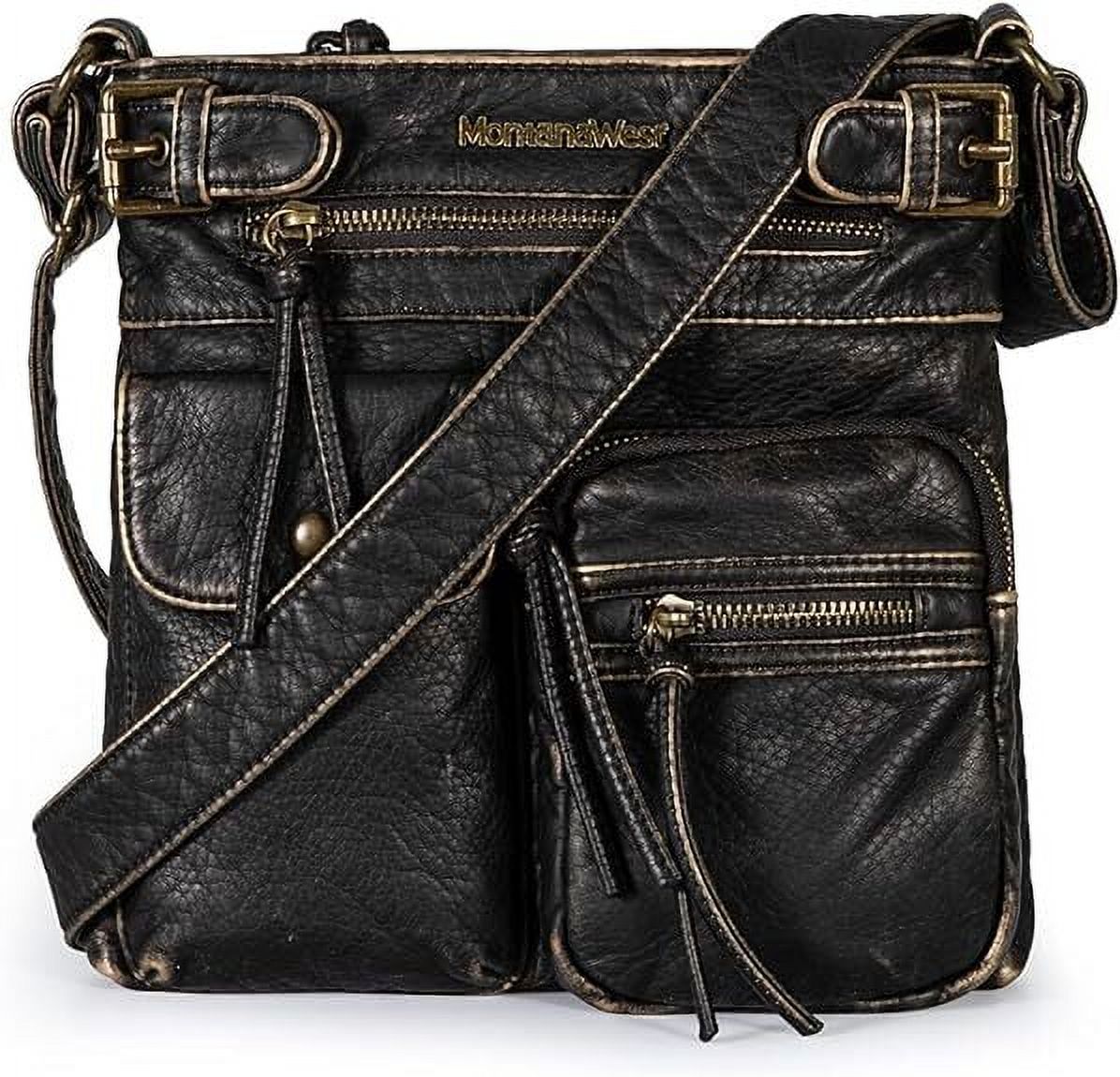 Roma Leathers Genuine Leather Multi-Pocket Crossbody Purse Bag - Walmart.com