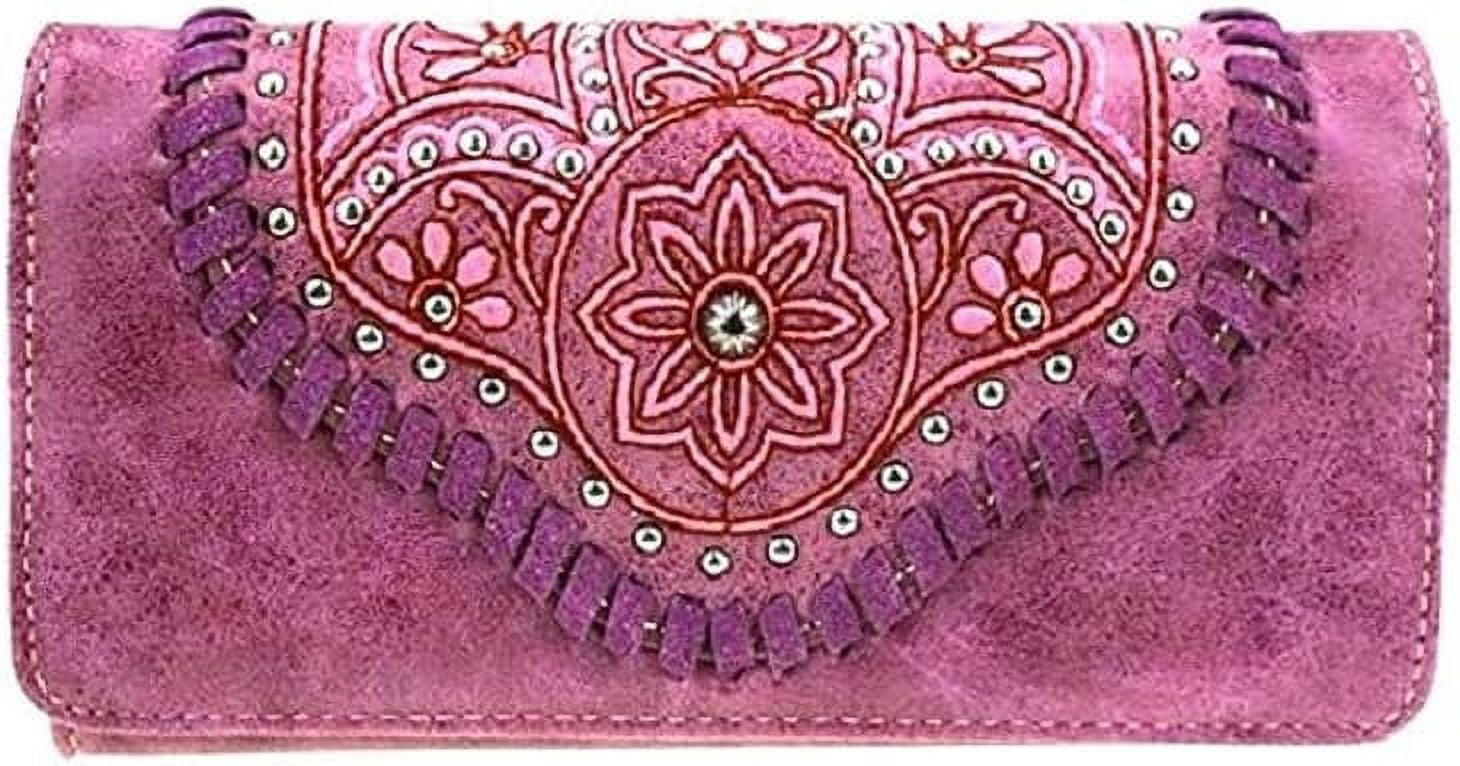 Montana West Flower Wallet Floral Braided Embroidery Secretary Trifold ...