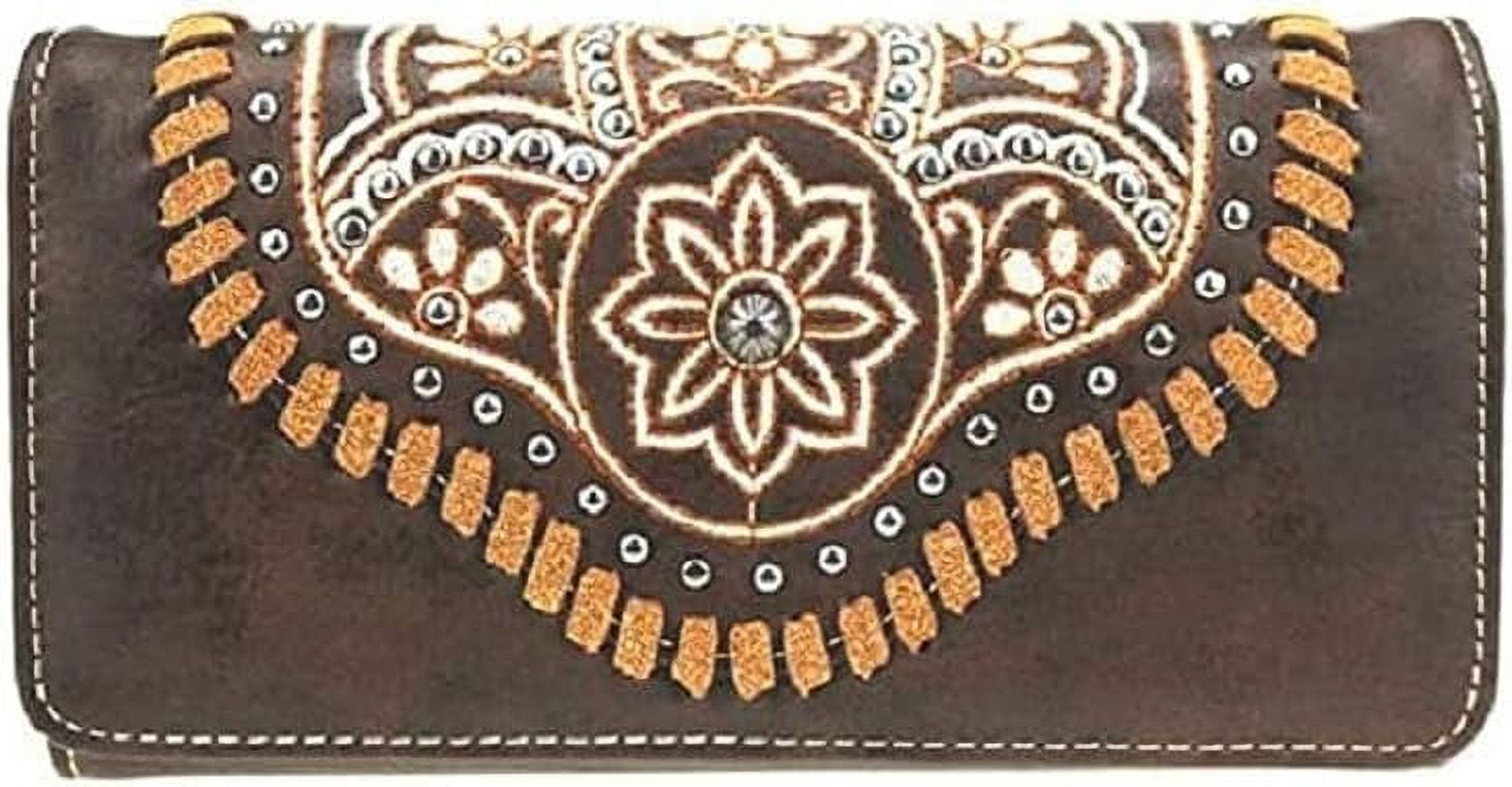 Montana West Flower Wallet Floral Braided Embroidery Secretary Trifold ...