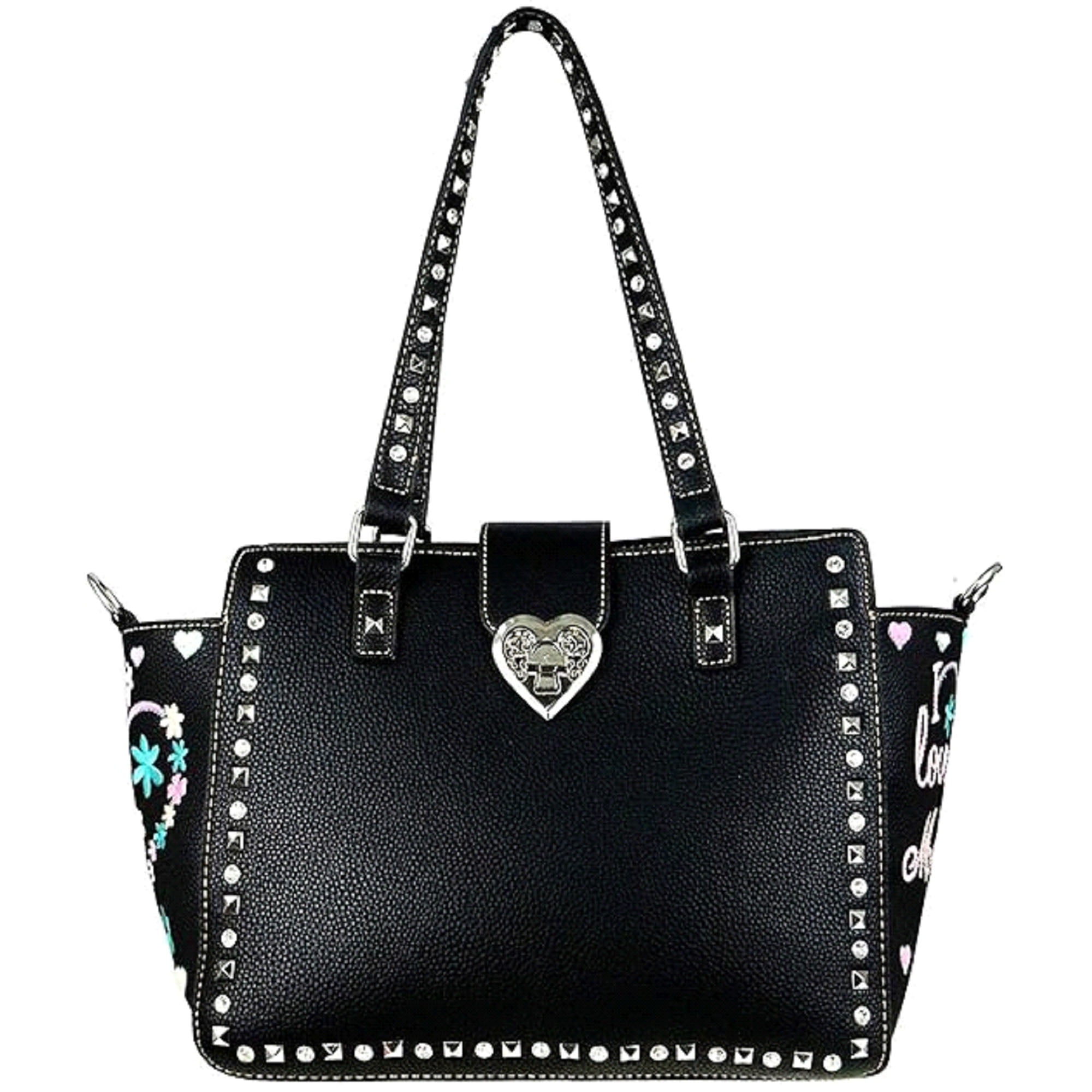 Montana West, I Love Mom Black Trapezoid Handbag Tote - Walmart.com