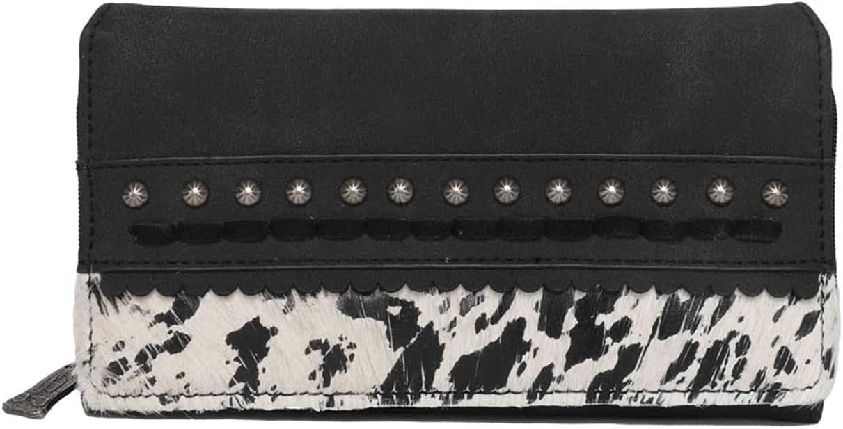 Montana West Womens Leather Wallet Clutch Western Tooled Studded w Hair ...
