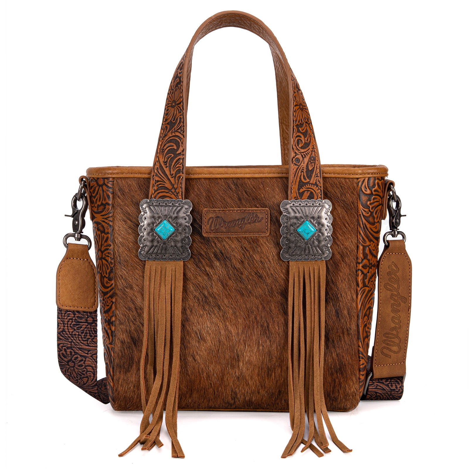 Wrangler Cowhide Tote Bag for Women Western Tooling Handbag Leather ...