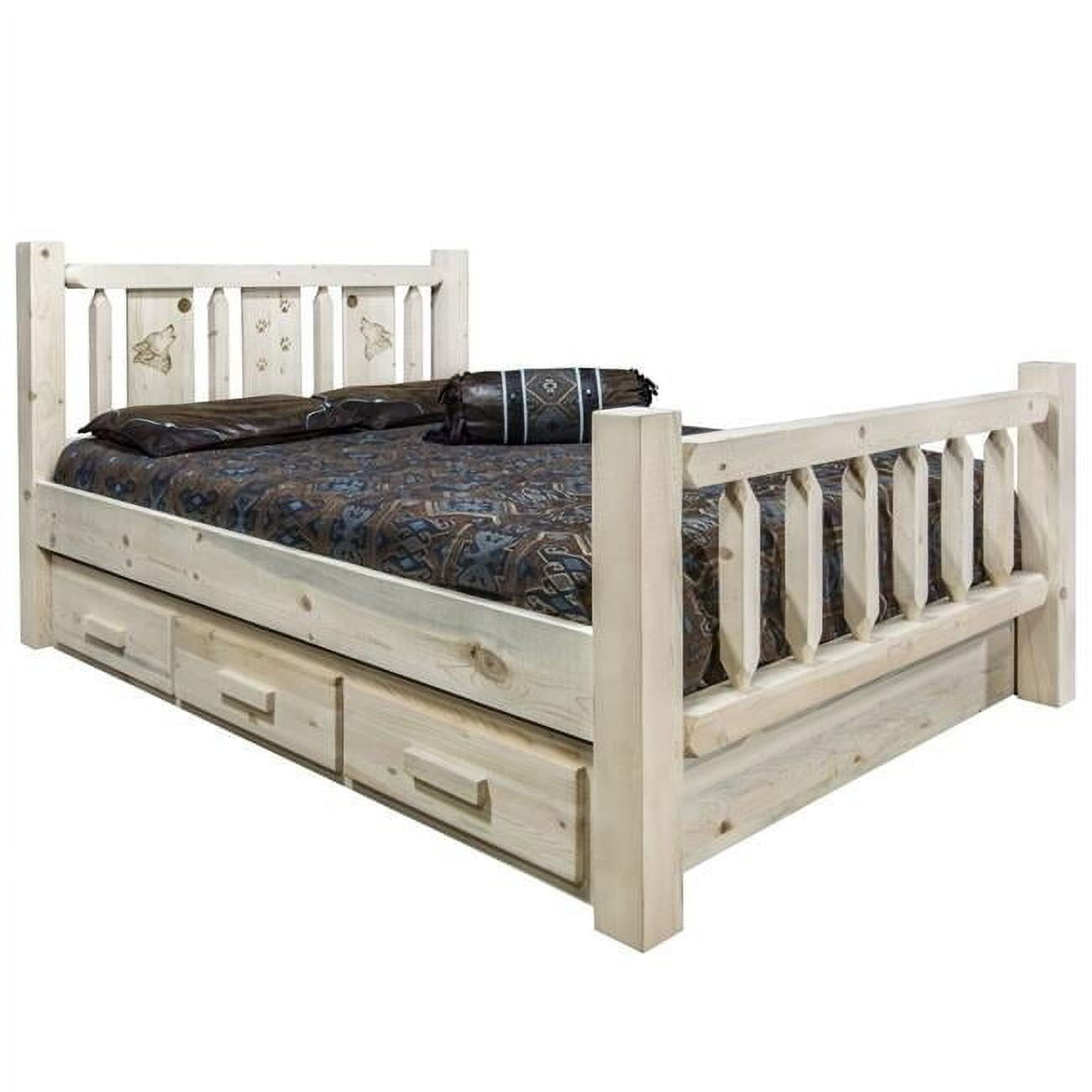 Homestead Collection Full Storage Bed w/ Laser Engraved Wolf Design ...
