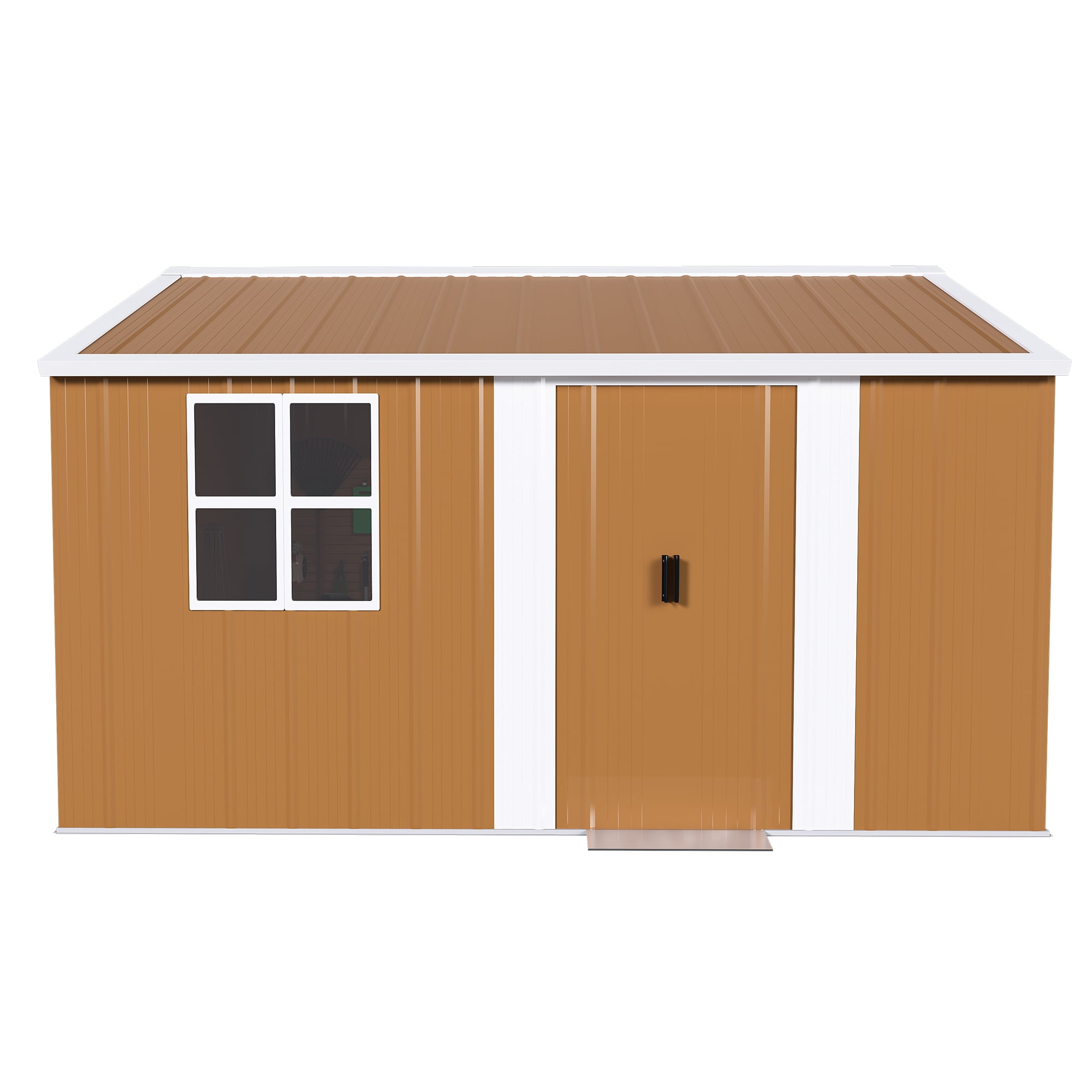 Montary 10x12FT Metal Garden Shed - Secure Lockable Door, Windows ...