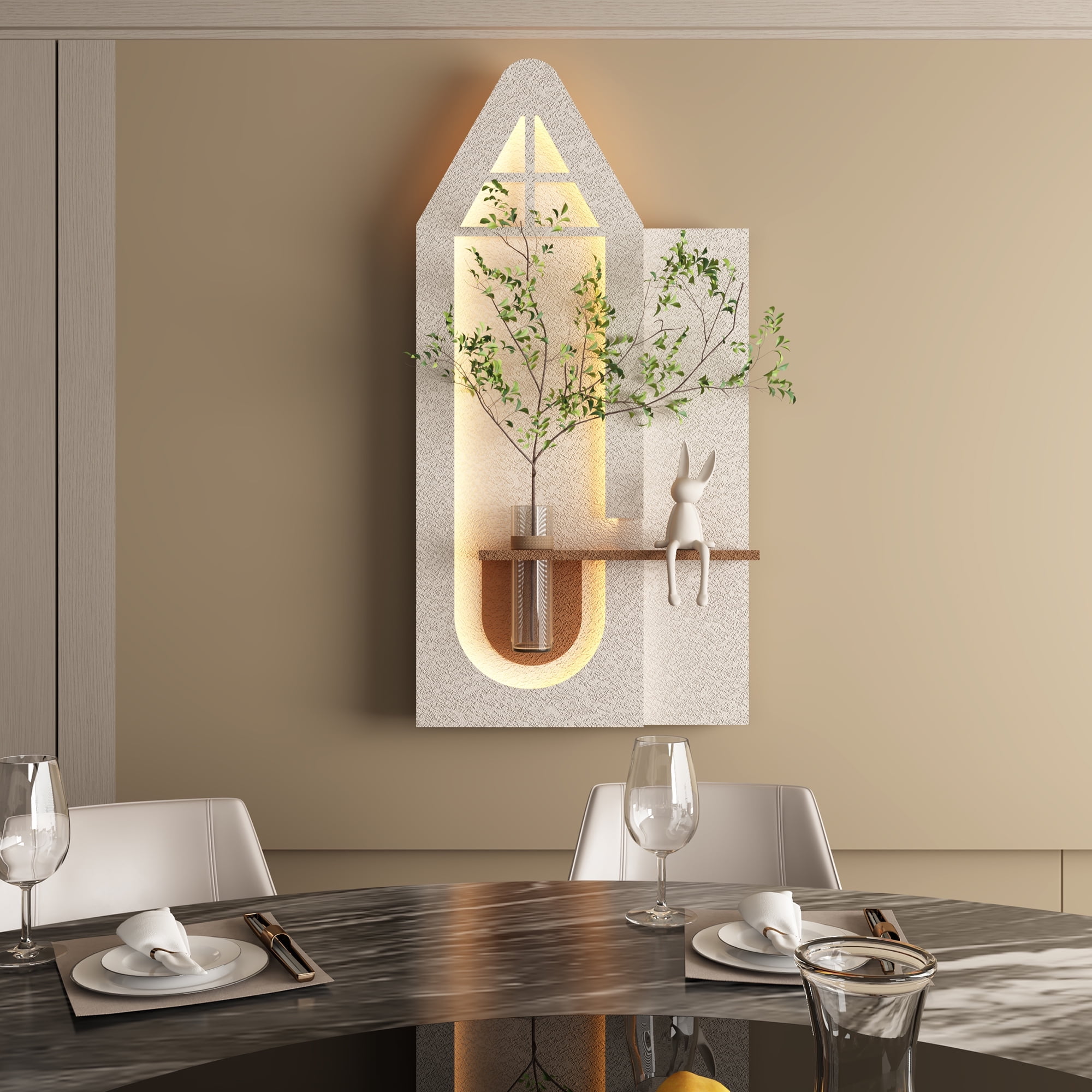 Montary 3D Sandstone Entryway Decor Art Painting, Modern LED Wall Decor ...