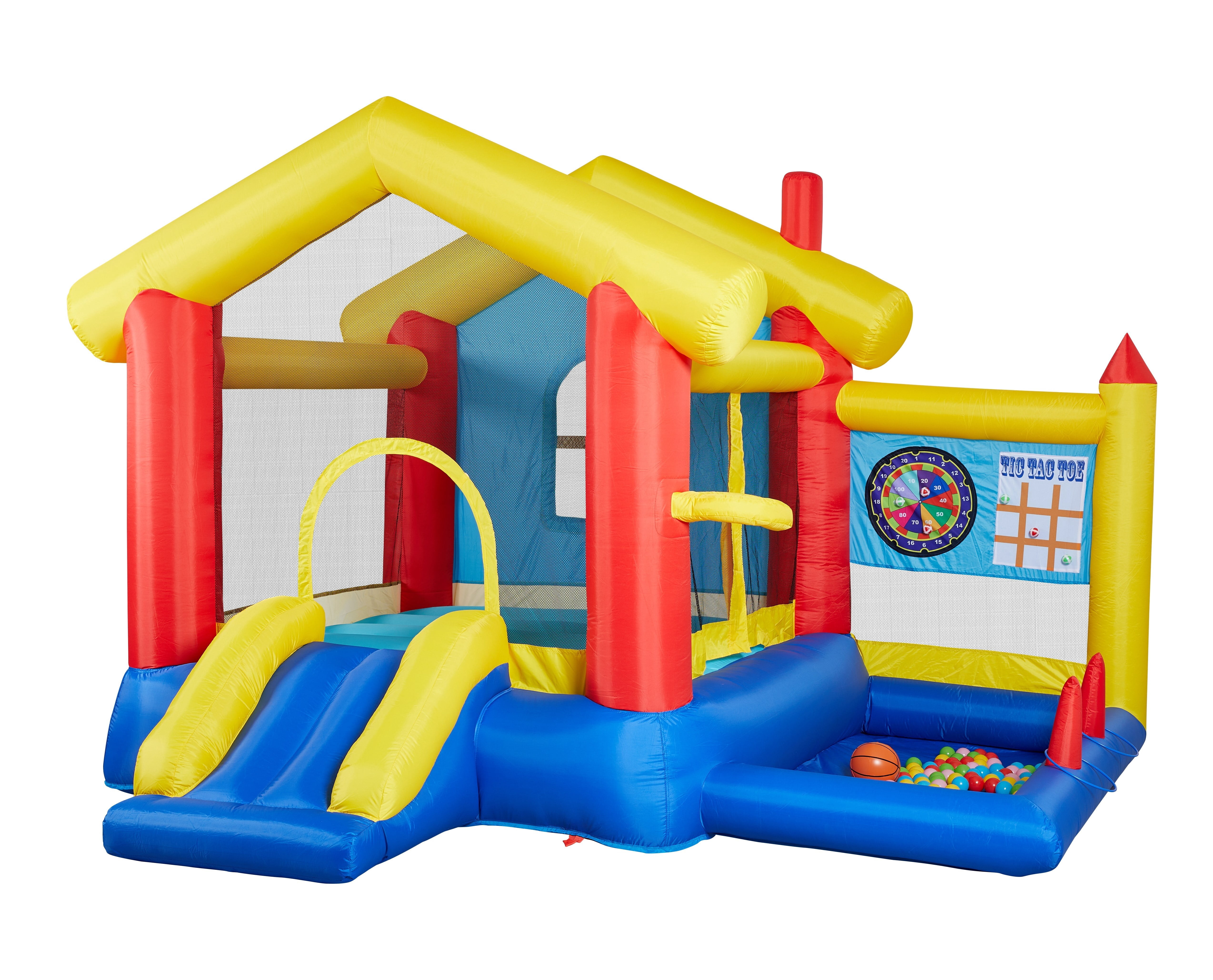 Montary 8-in-1 Inflatable Bounce House with Blower & Basketball Hoop ...