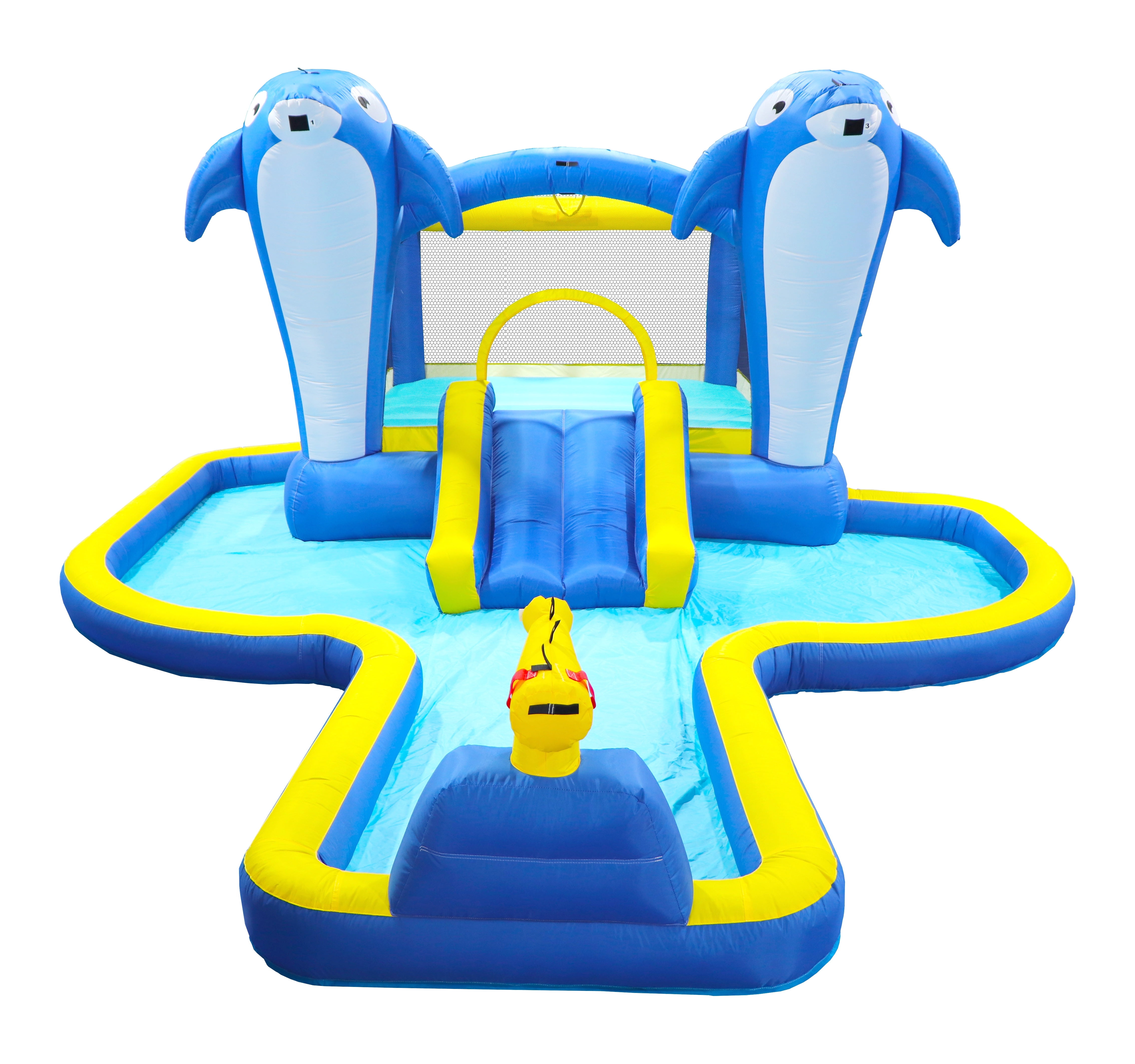 Montary 8-in-1 Inflatable Water Park w/ Slide & Bounce House - Backyard ...