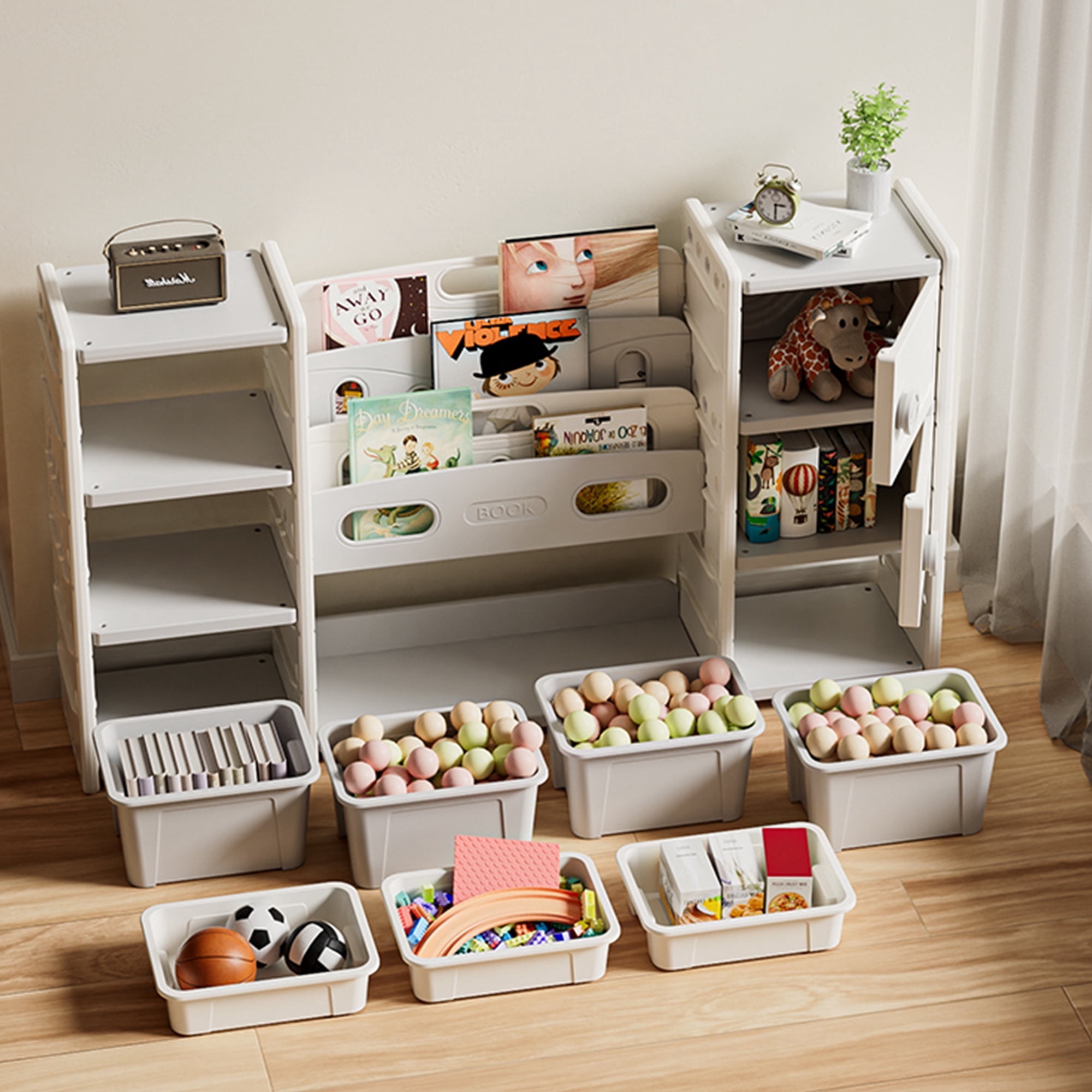 Montary Kids Toy Storage Organizer with 8 Removable Bins & 4-Tier ...