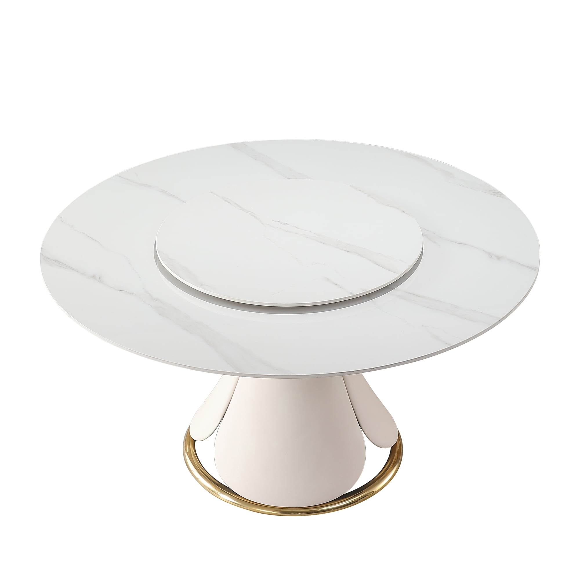 Montary Round Dining Table,Modern Turntable Marble Dining Table with ...