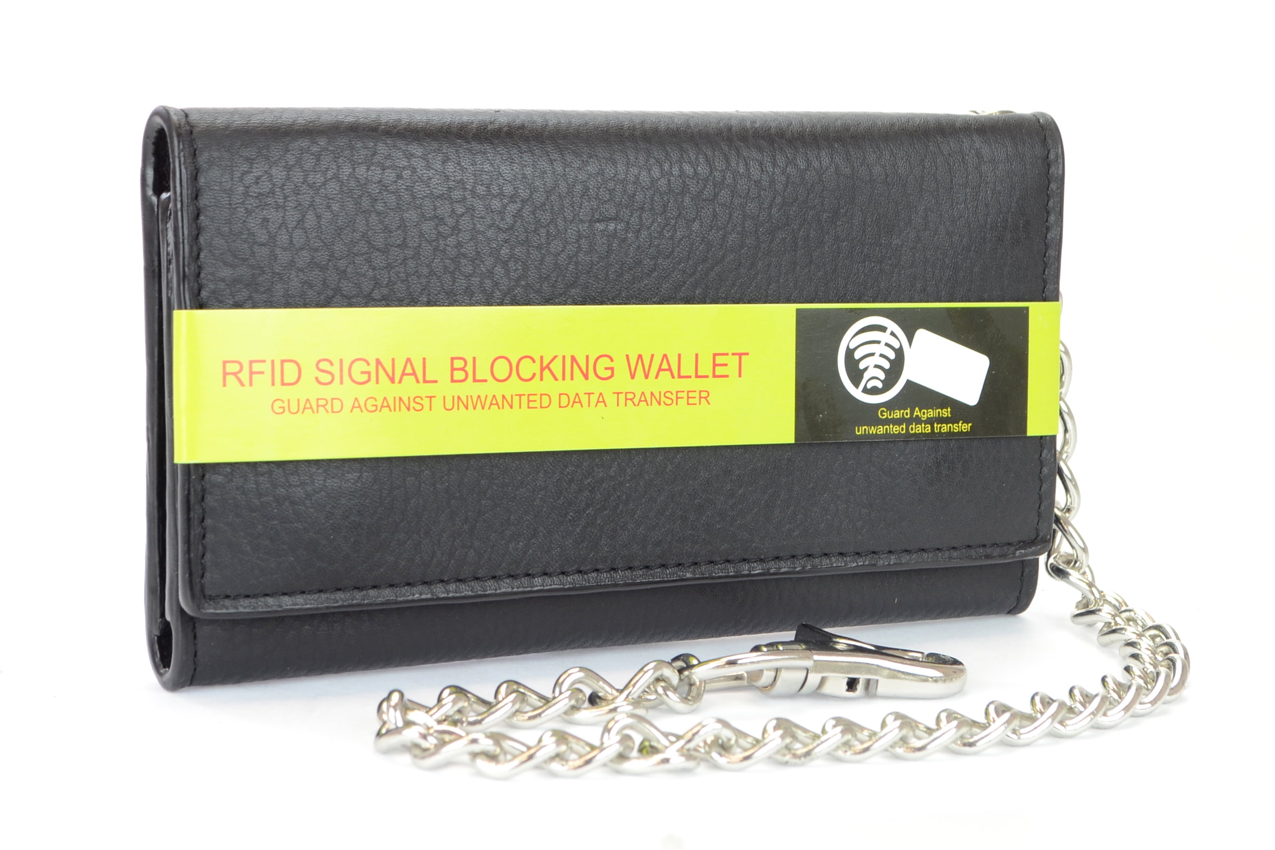 Montauk Leather Club Men's RFID Signal Blocking Tri-Fold Trucker's ...