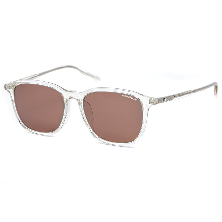 Montblanc MB0082SA 004 55mm Square Sunglasses Men's Transparent Yellow ...