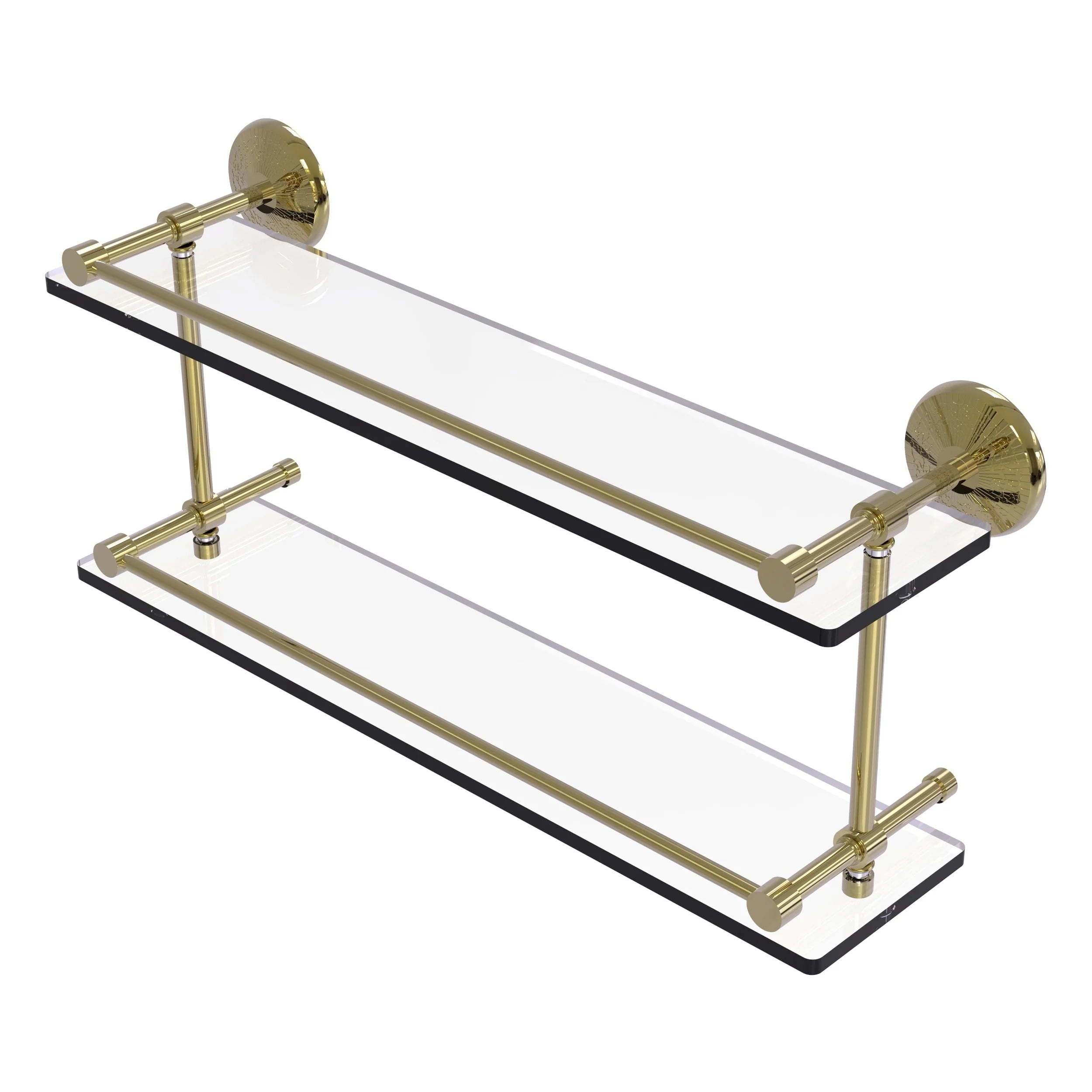 Monte Carlo 22 Inch Double Glass Shelf with Gallery Rail - Walmart.com