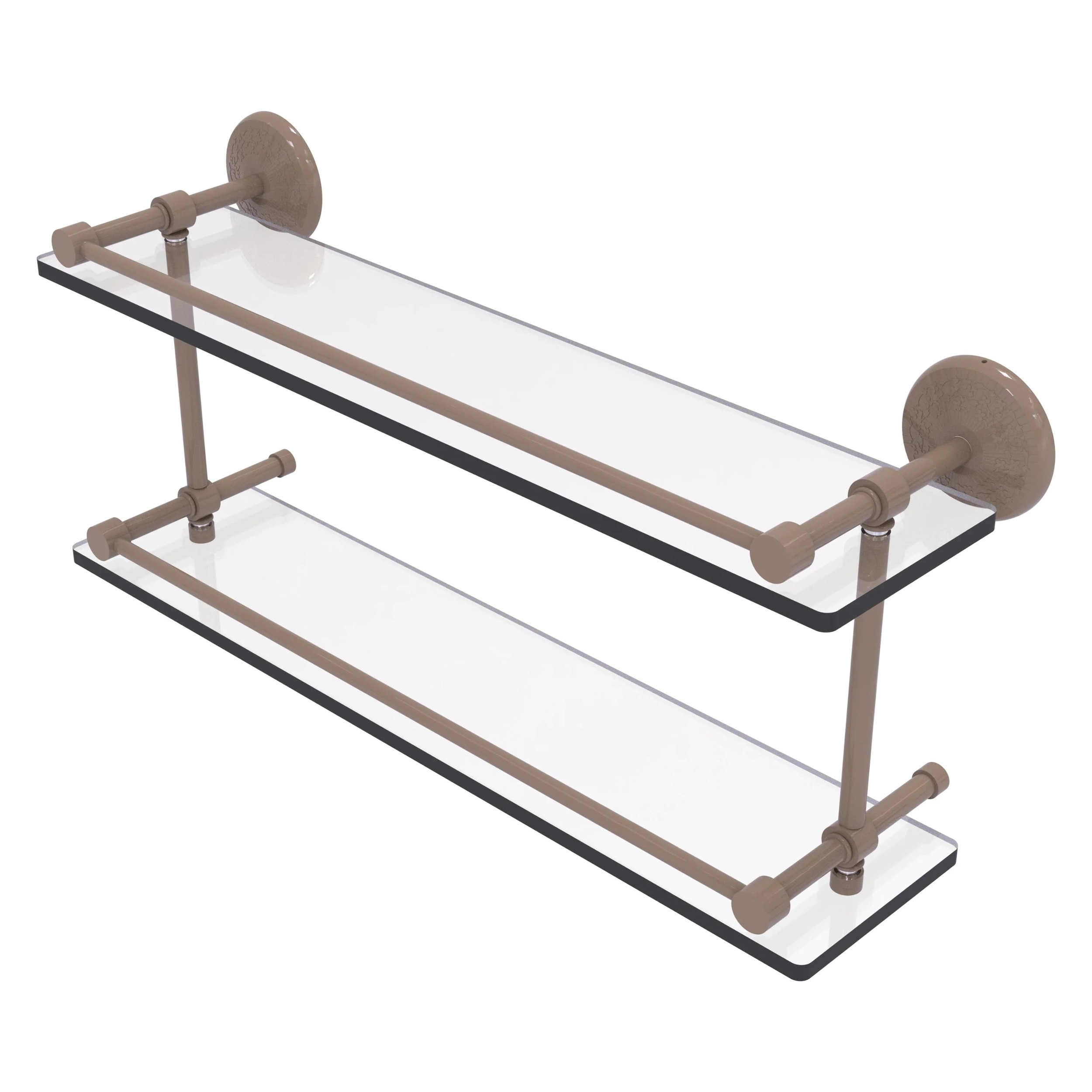 Monte Carlo Collection Double Glass Shelf with Gallery Rail - Walmart.com