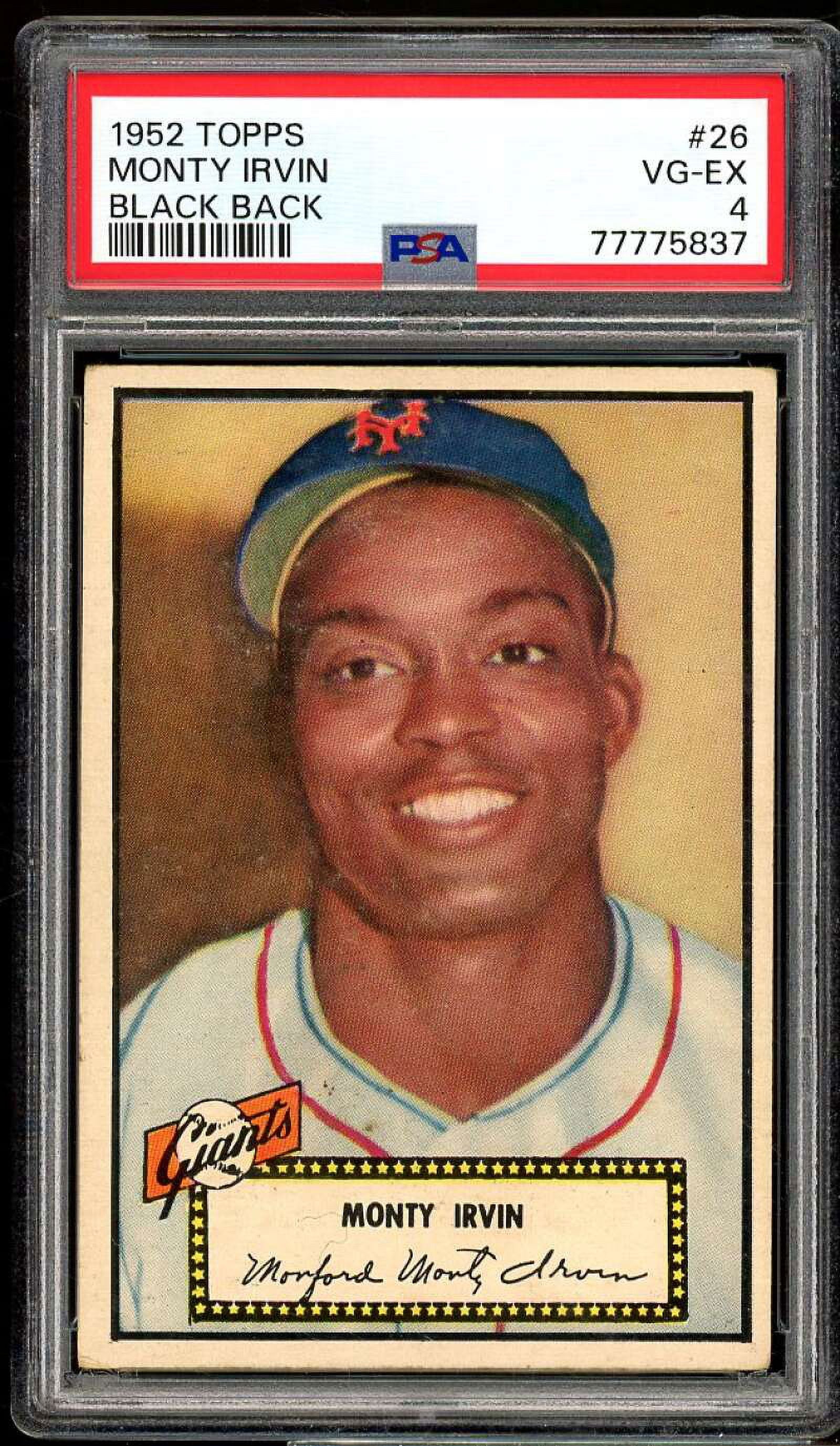 Monte Irvin Card 1952 Topps Black Back #26 PSA 4 - Walmart Business ...