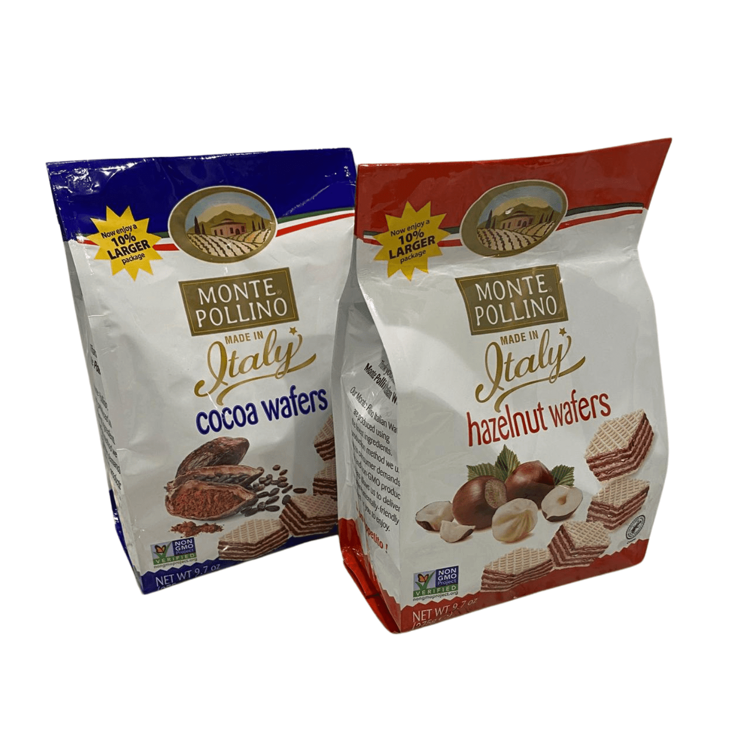 Monte Pollino Hazel Nut Wafers and Cocoa Wafers 9.7 oz - Pack of 2 ...